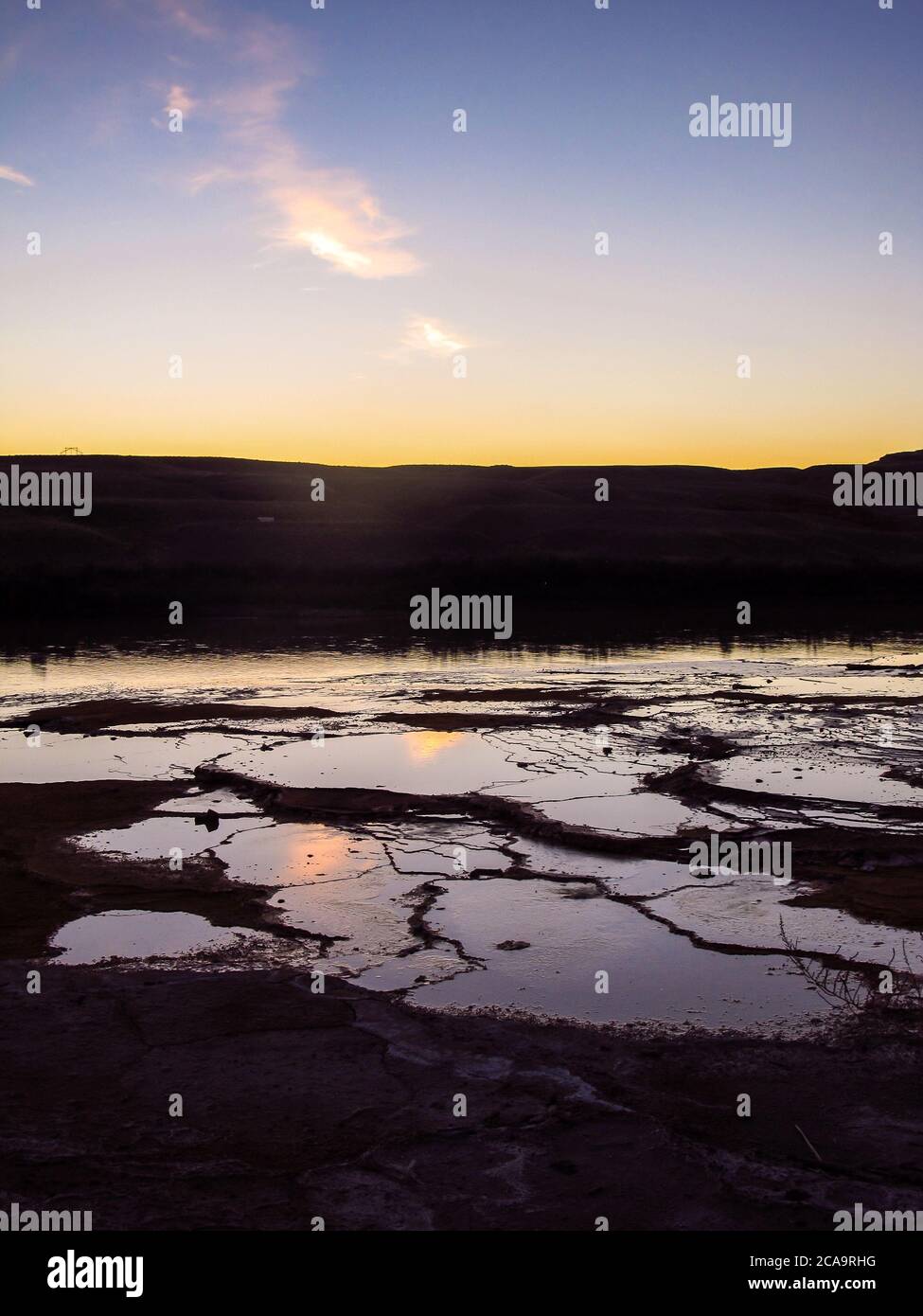 Natural terraces, consisting of travertine deposits at Crystal Geyser ...