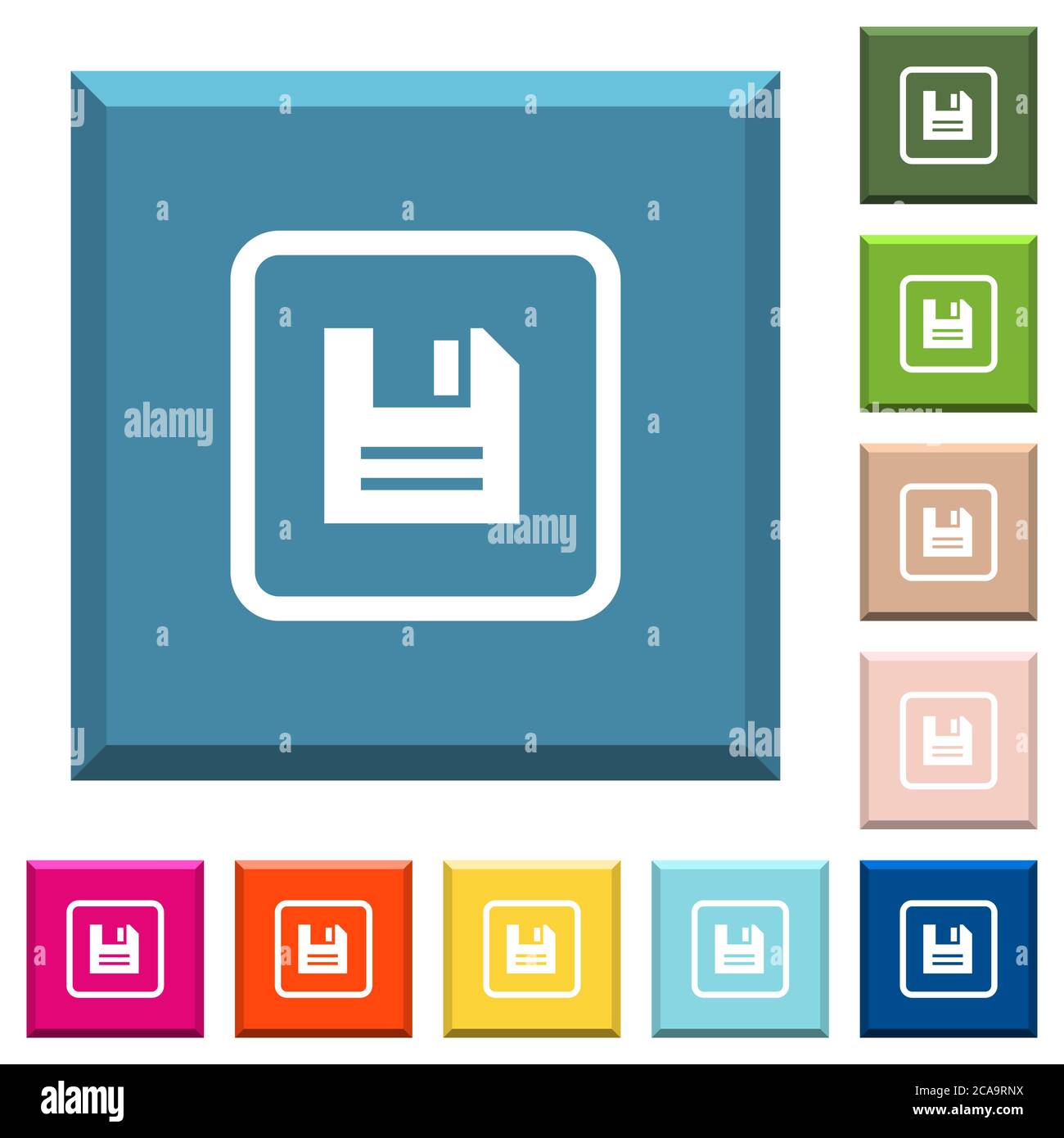 Save object white icons on edged square buttons in various trendy ...