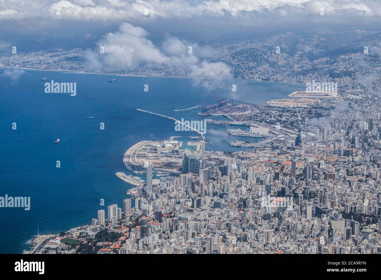 BEIRUT LEBANON 5 August 2020. FILE IMAGE taken 4 May 2020. Aerial view ...