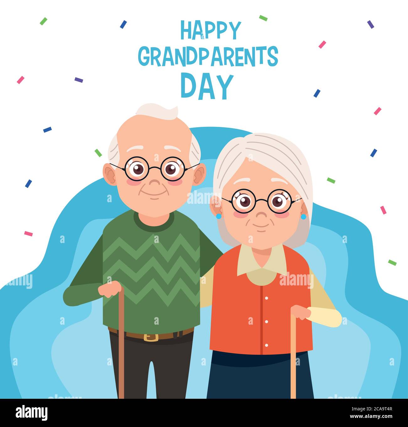 happy grandparents day card with old couple vector illustration design ...