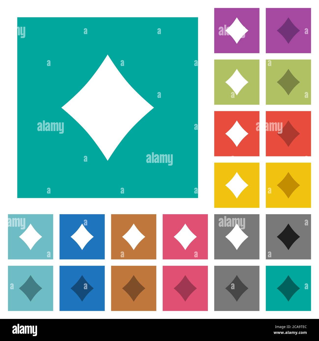 Diamond card symbol multi colored flat icons on plain square ...