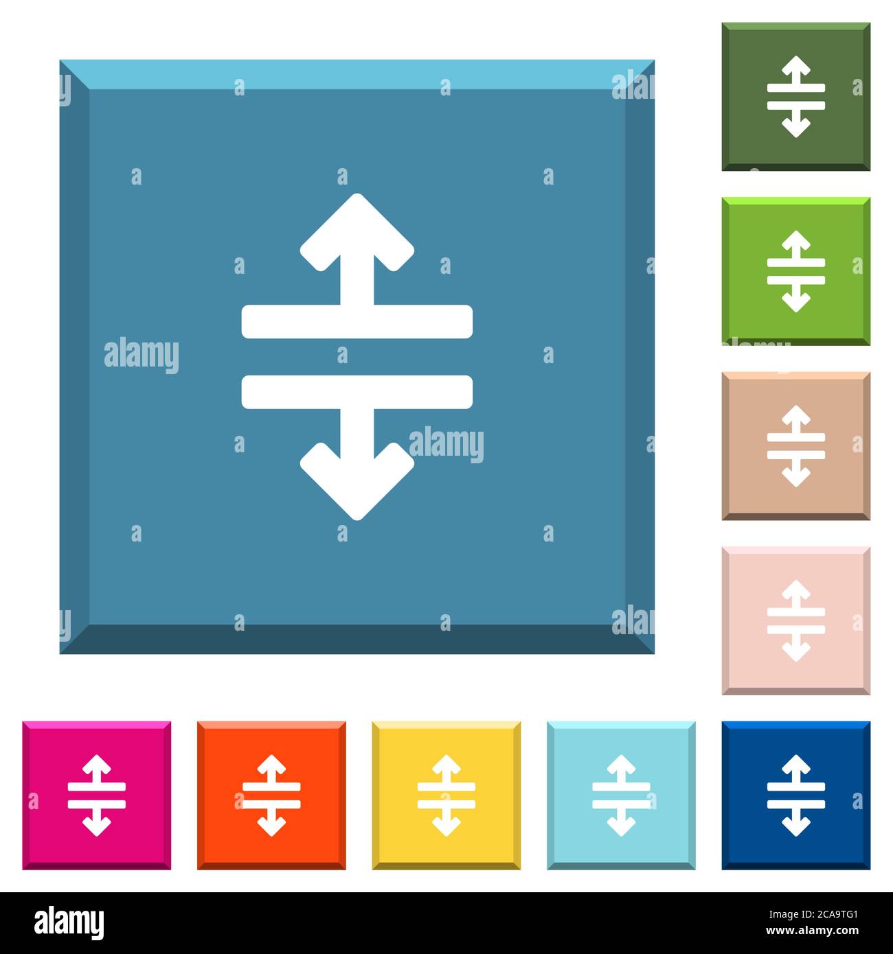 Horizontal split white icons on edged square buttons in various trendy ...