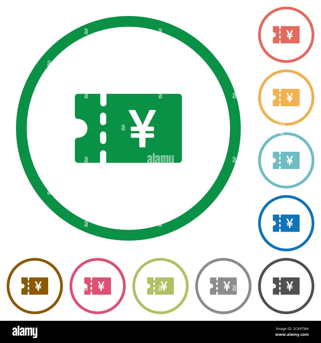 Japanese Yen discount coupon flat color icons in round outlines on white background Stock Vector ...