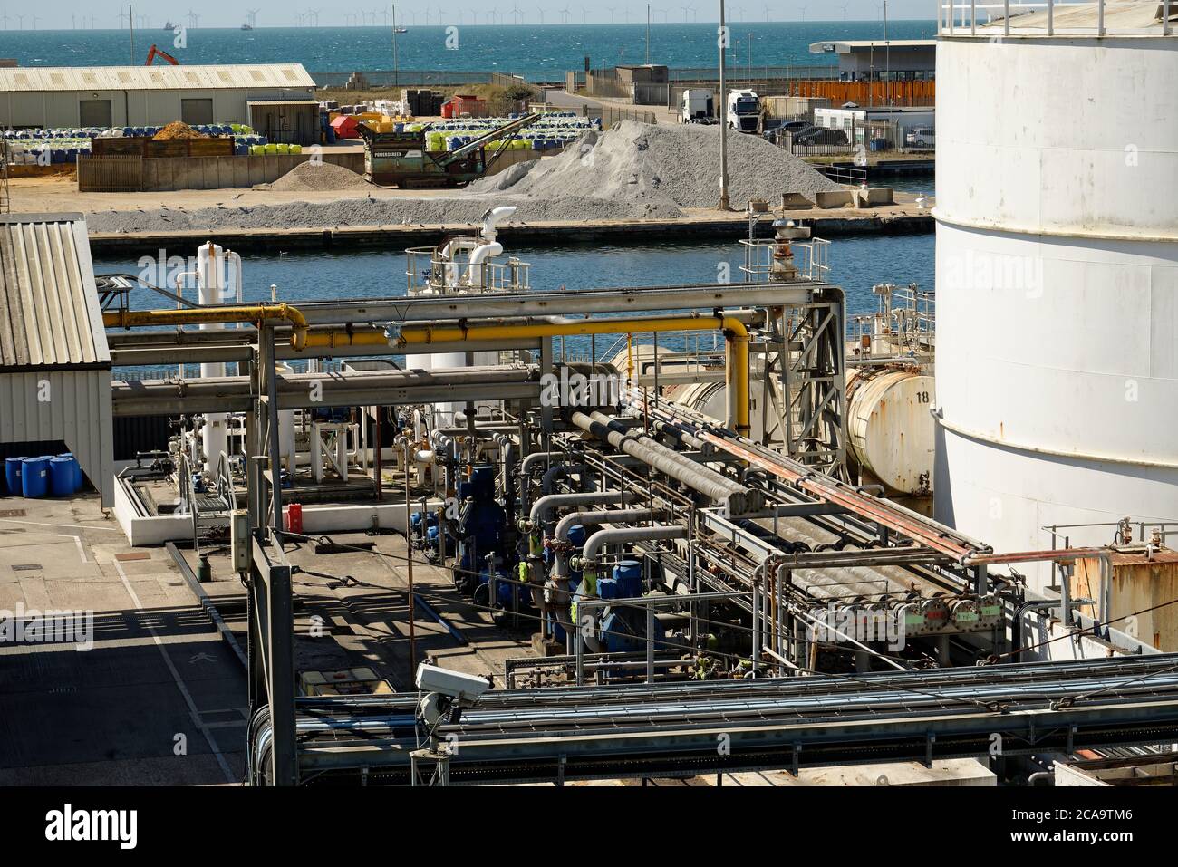 Fuel storage tank and associated pipework. Shoreham port is a thriving ...