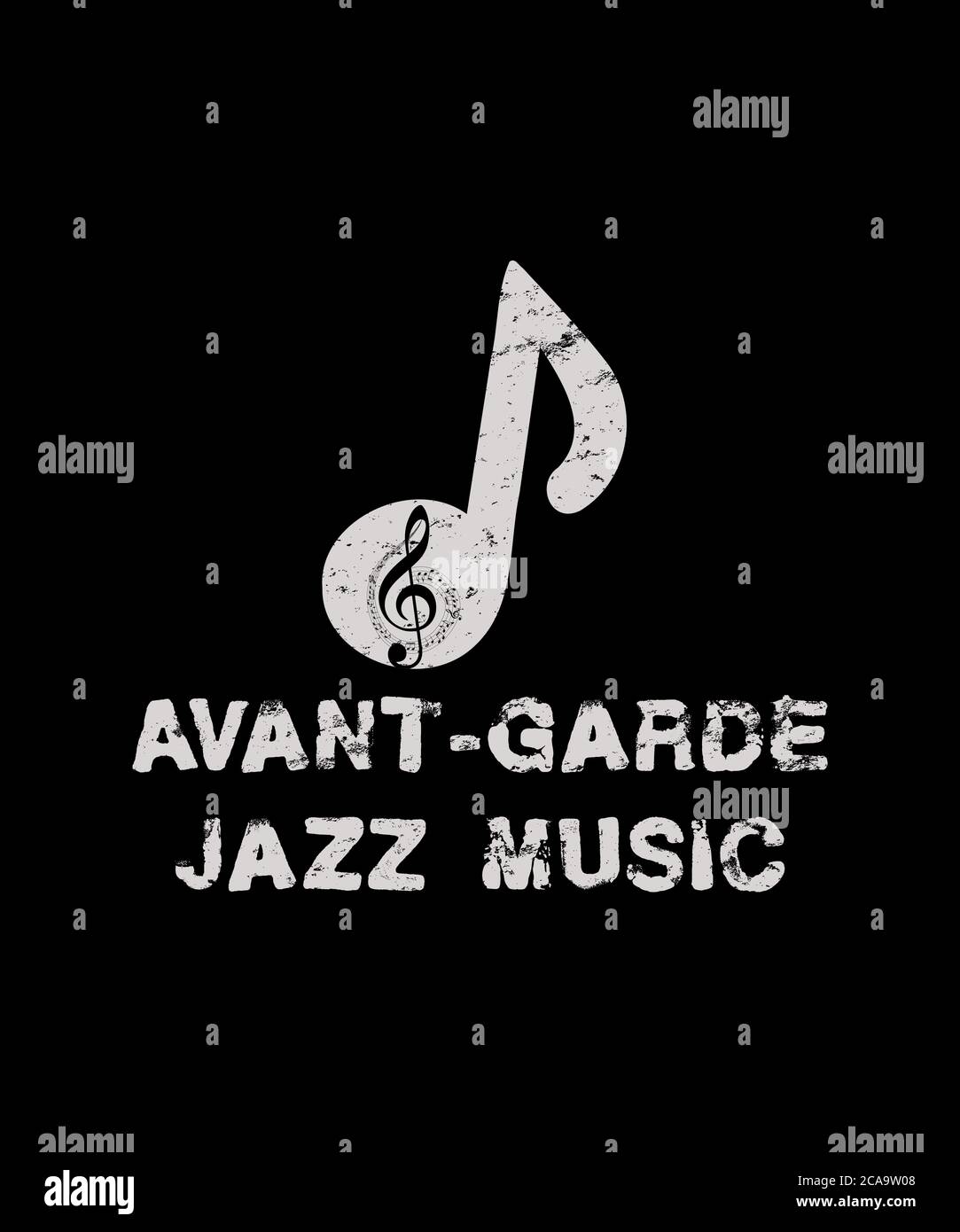 Avant-garde jazz music design in a grungy distressed style typography ...