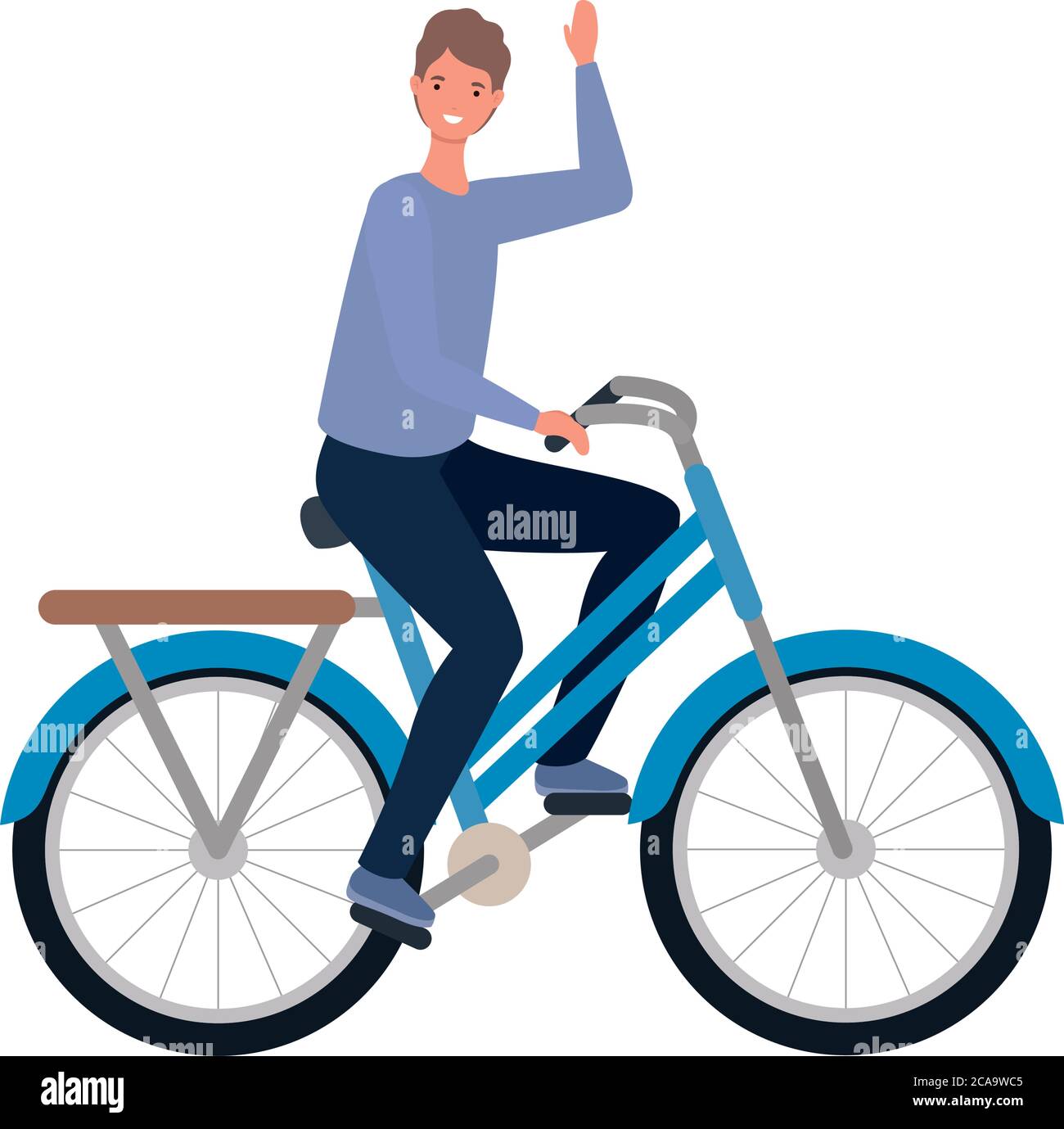 man cartoon riding blue bike design, Outdoor activity theme Vector ...