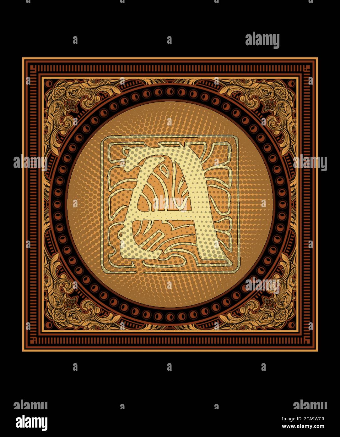 letter A monogram initial gothic letter A in a renaissance style ...