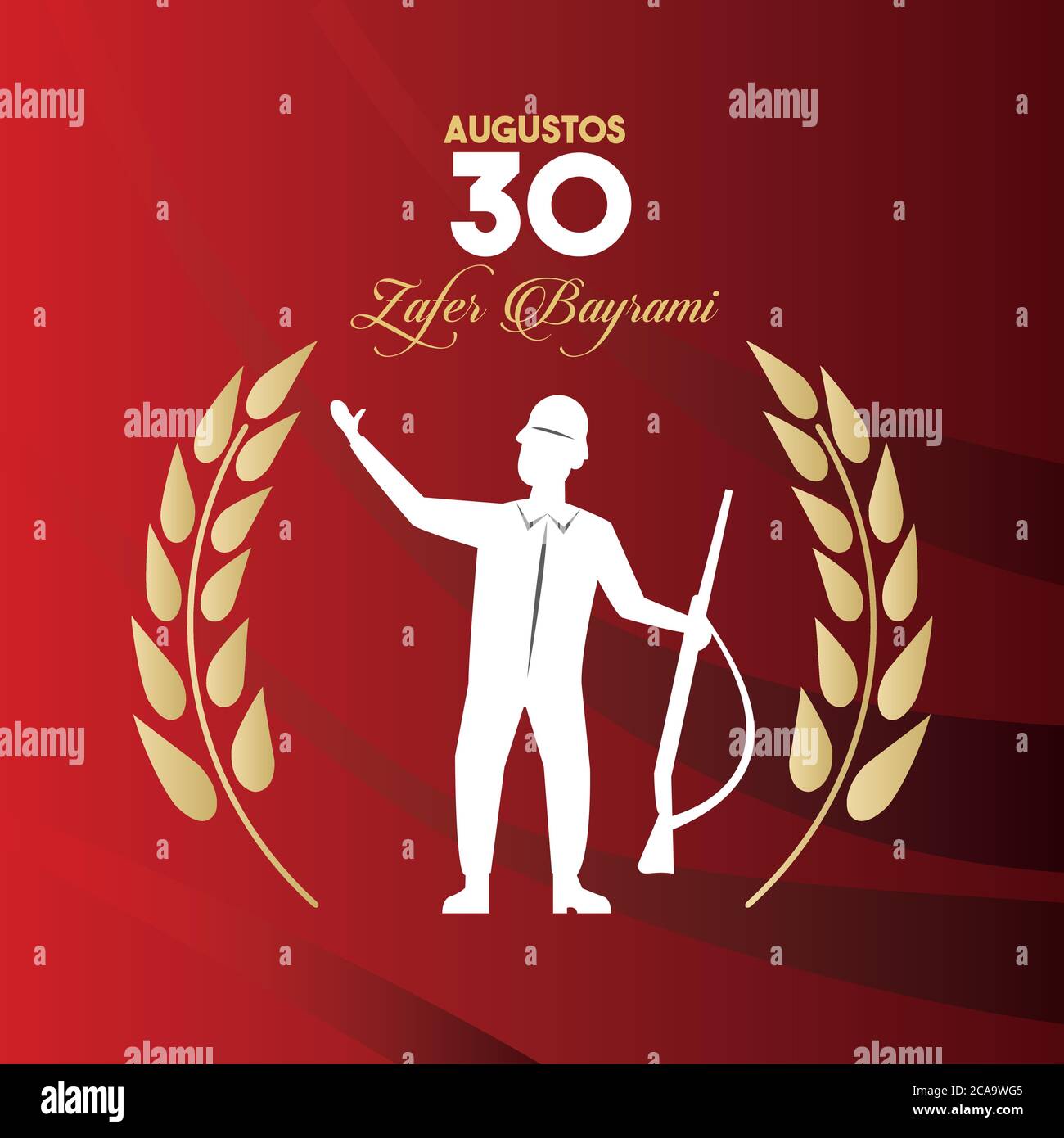 zafer bayrami celebration with soldier figure and rifle vector ...