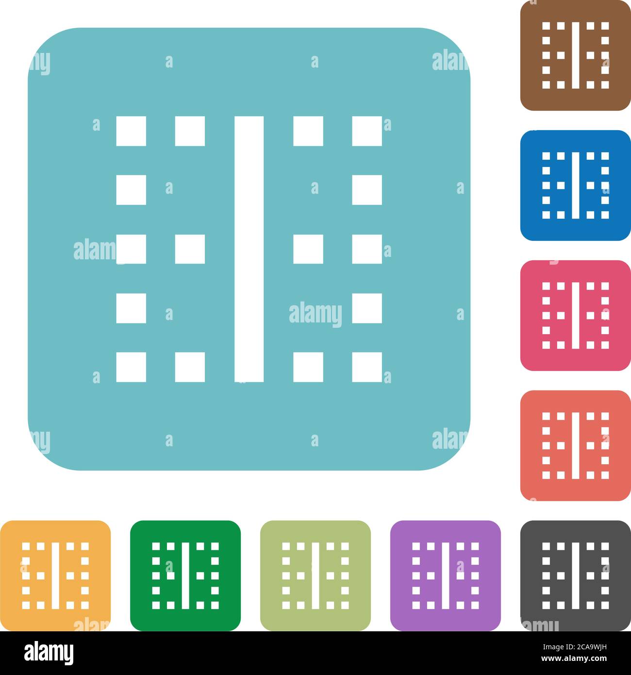 Vertical border white flat icons on color rounded square backgrounds ...