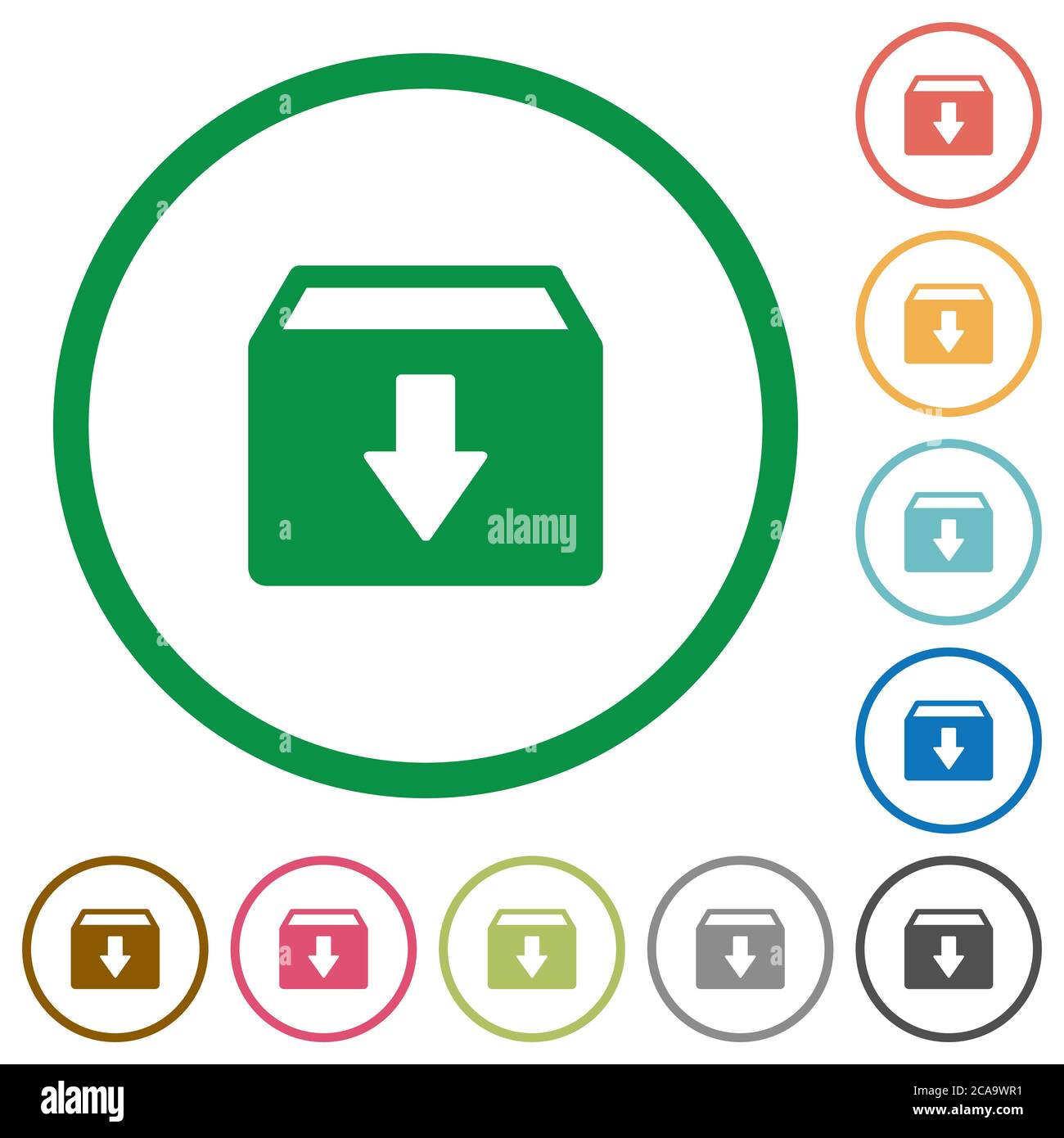 Archive flat color icons in round outlines on white background Stock ...