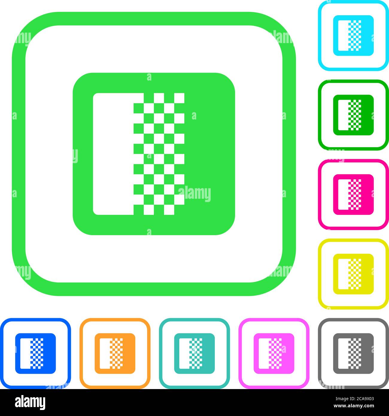 Color gradient vivid colored flat icons in curved borders on white ...