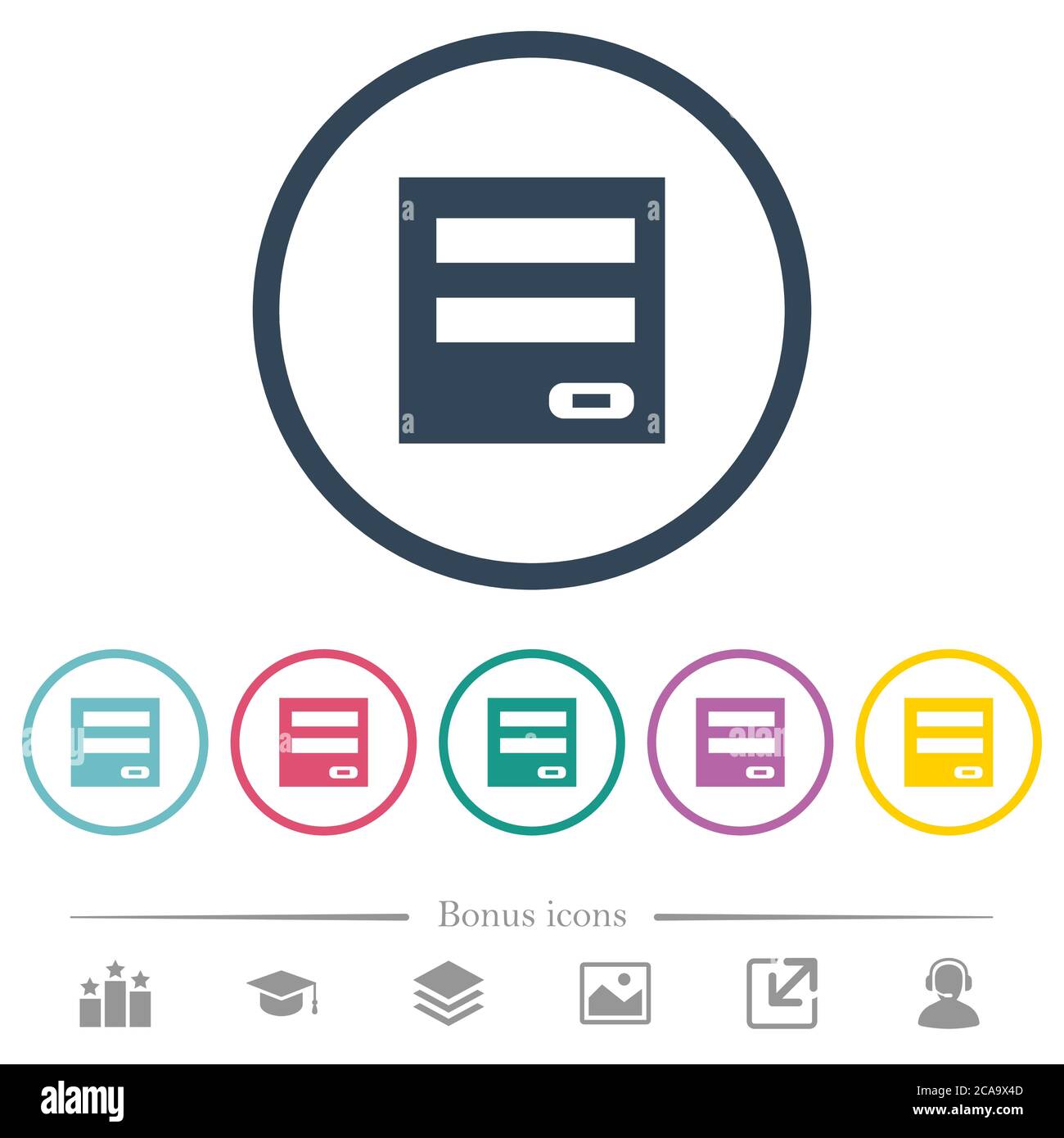 Login panel flat color icons in round outlines. 6 bonus icons included ...