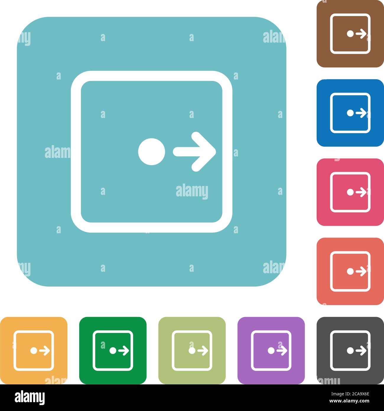 Move object right white flat icons on color rounded square backgrounds ...