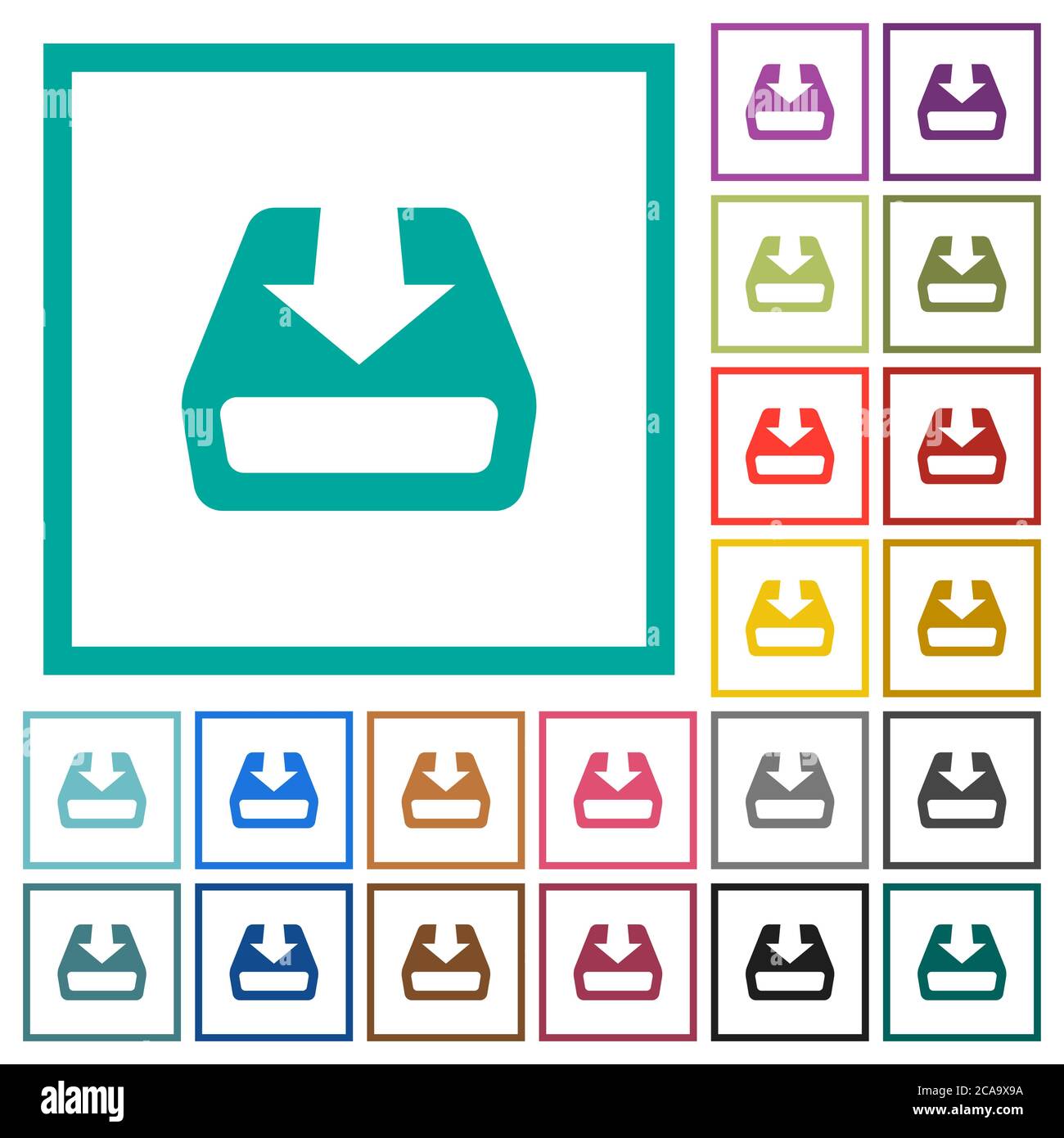 Install to hard drive flat color icons with quadrant frames on white background Stock Vector ...