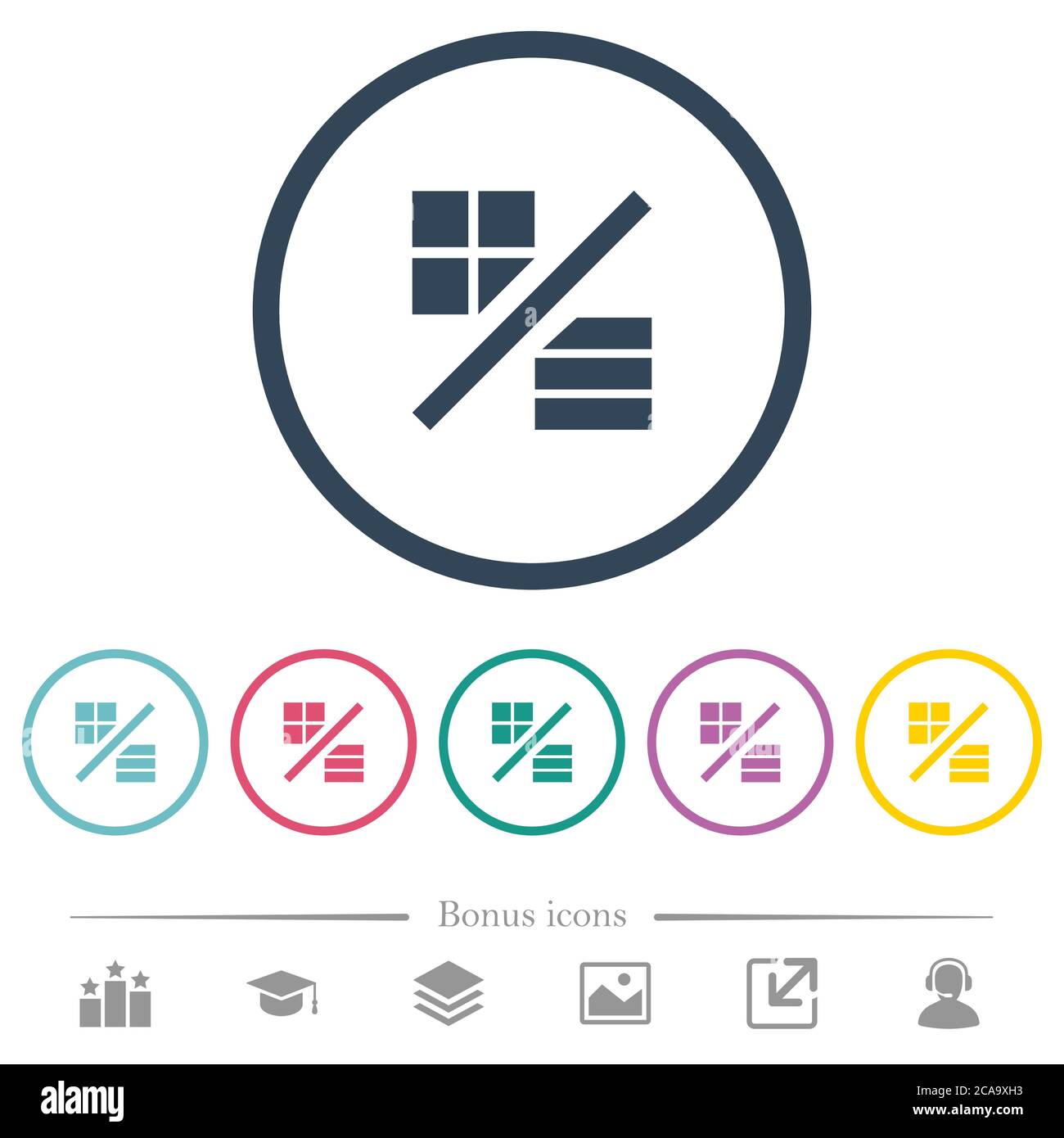 View mode flat color icons in round outlines. 6 bonus icons included ...