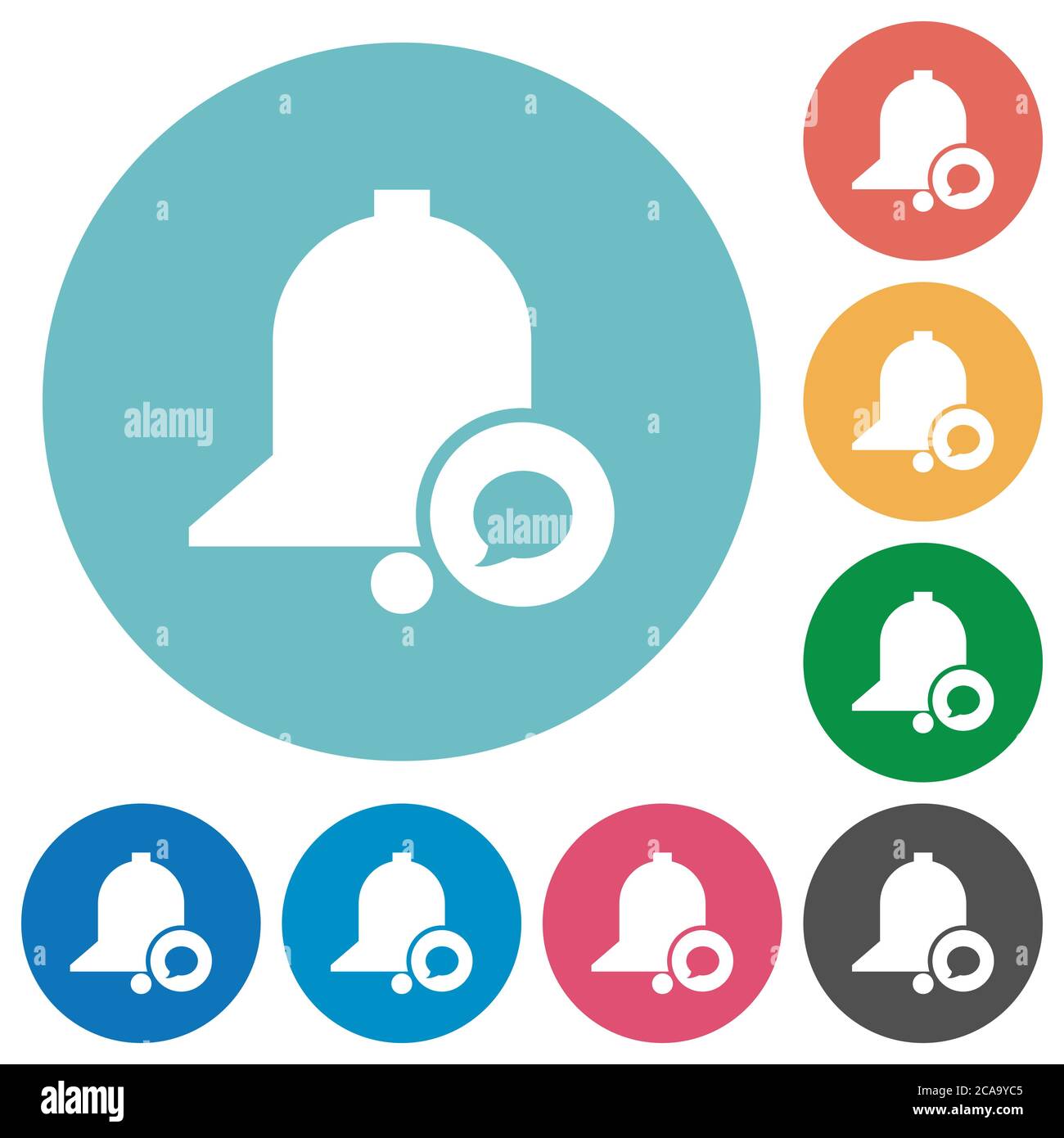 Reminder message flat white icons on round color backgrounds Stock ...