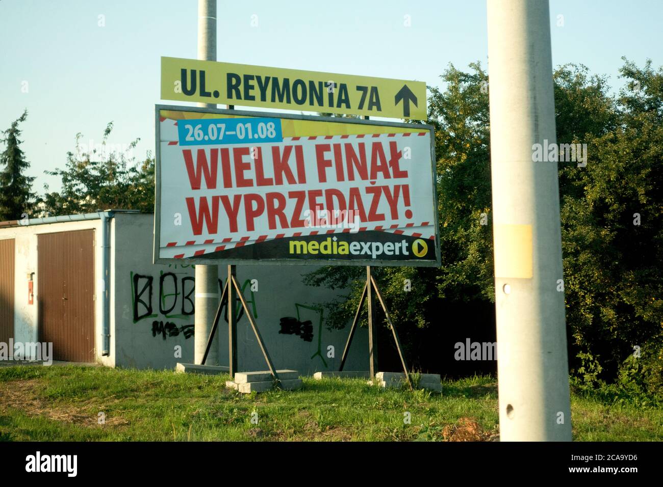 Polish advertisement sign saying great final sale. Rzeczyca Central ...