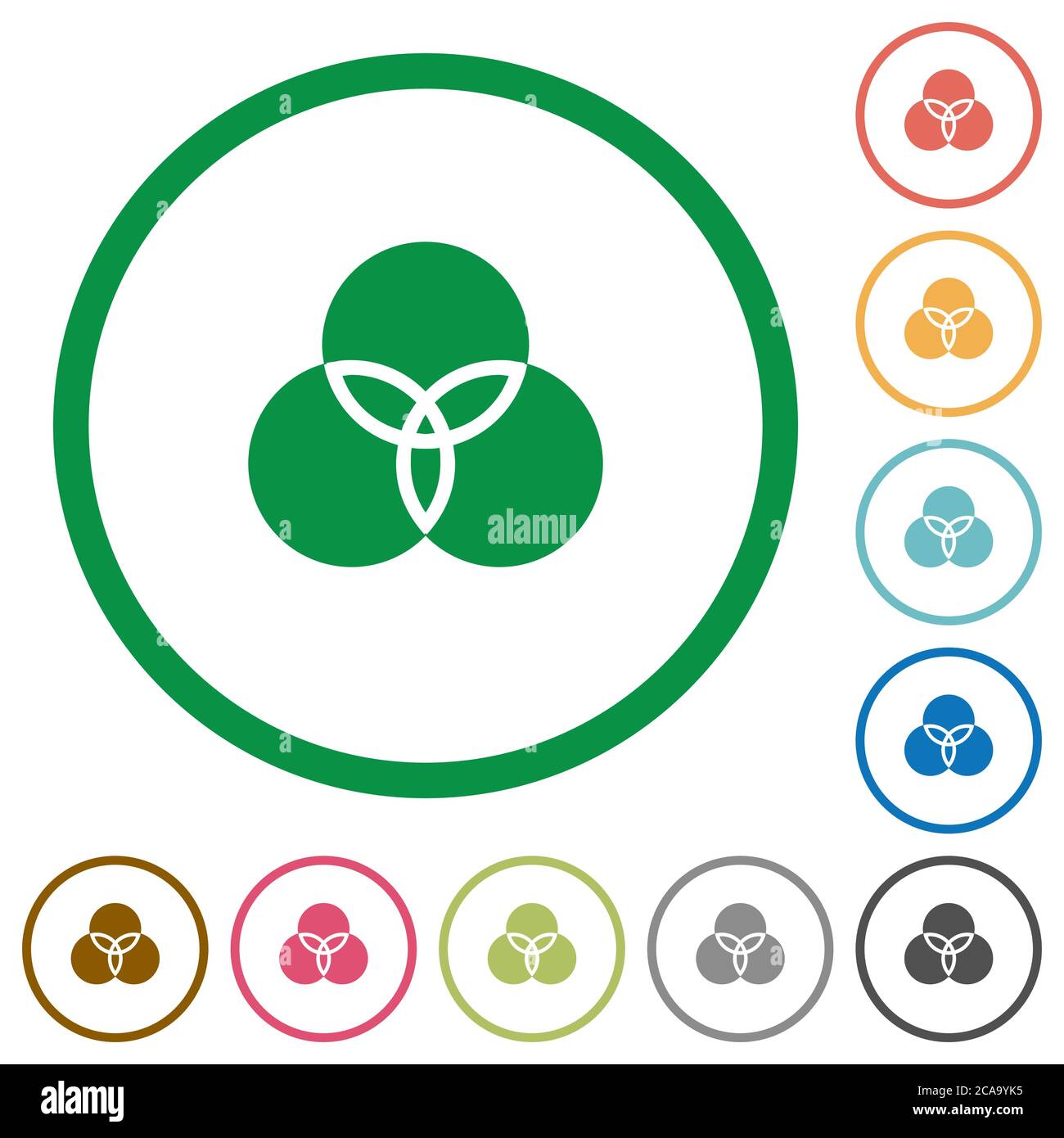 Color filter flat color icons in round outlines on white background ...