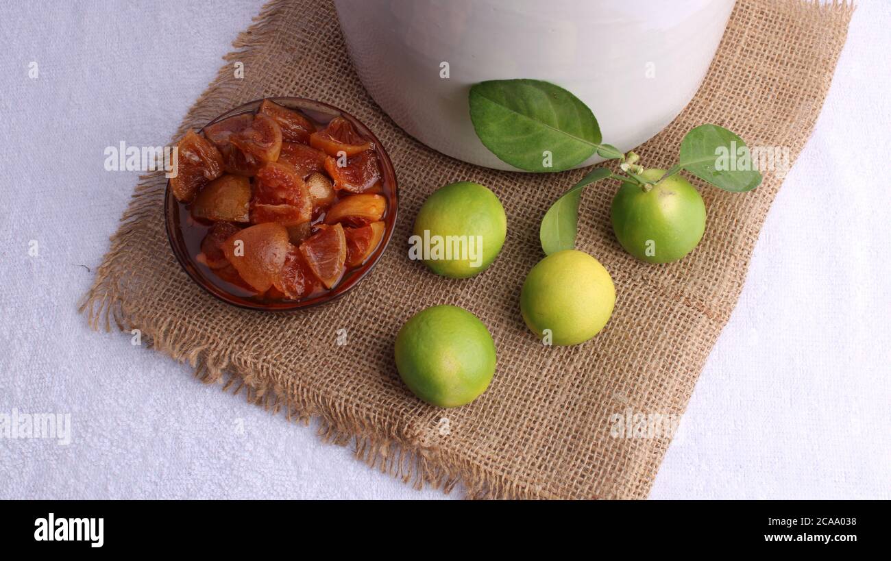 Indian lemon pickle commonly called as nimbu ka achaar Stock Photo - Alamy