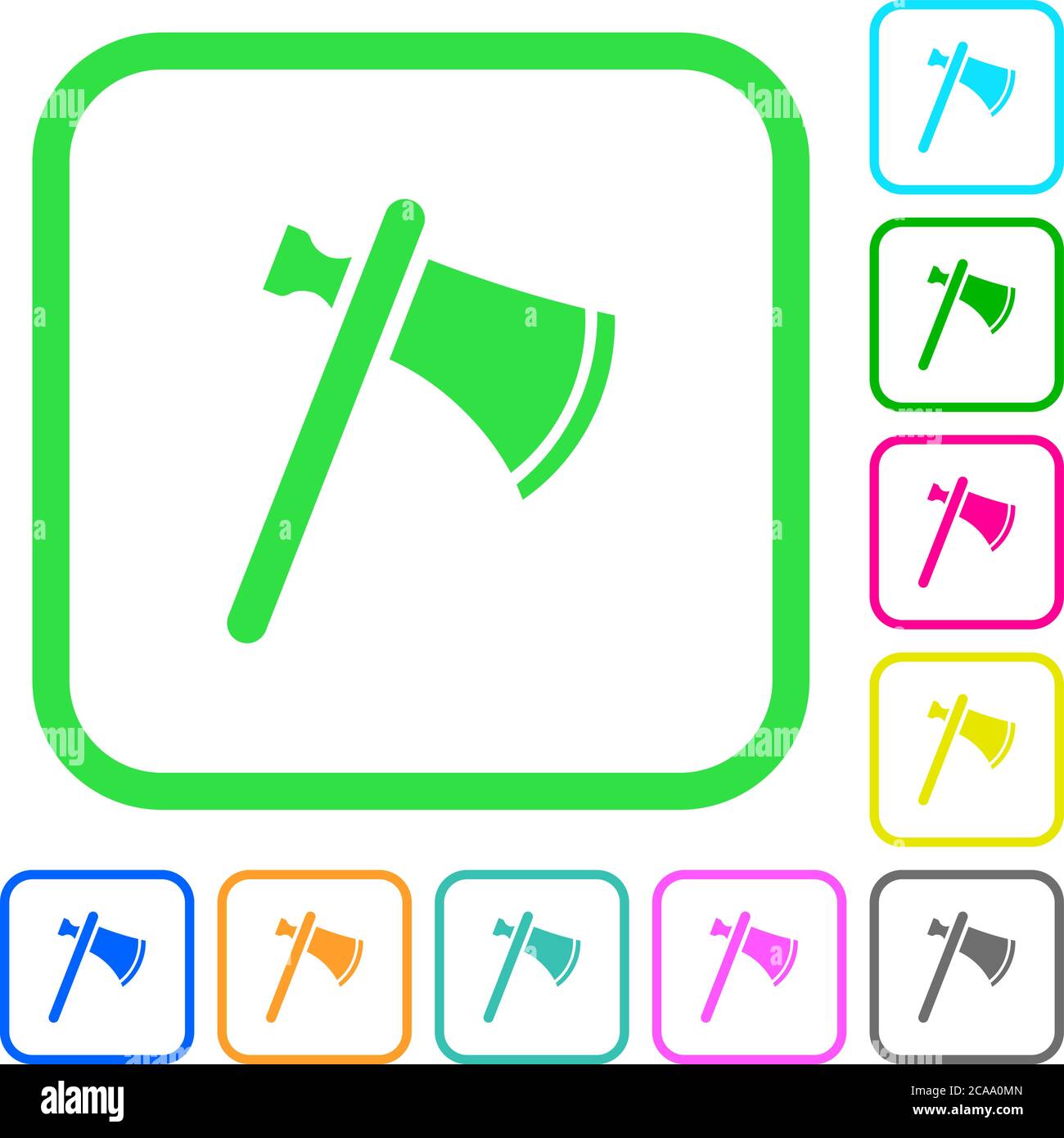 Single tomahawk vivid colored flat icons in curved borders on white ...