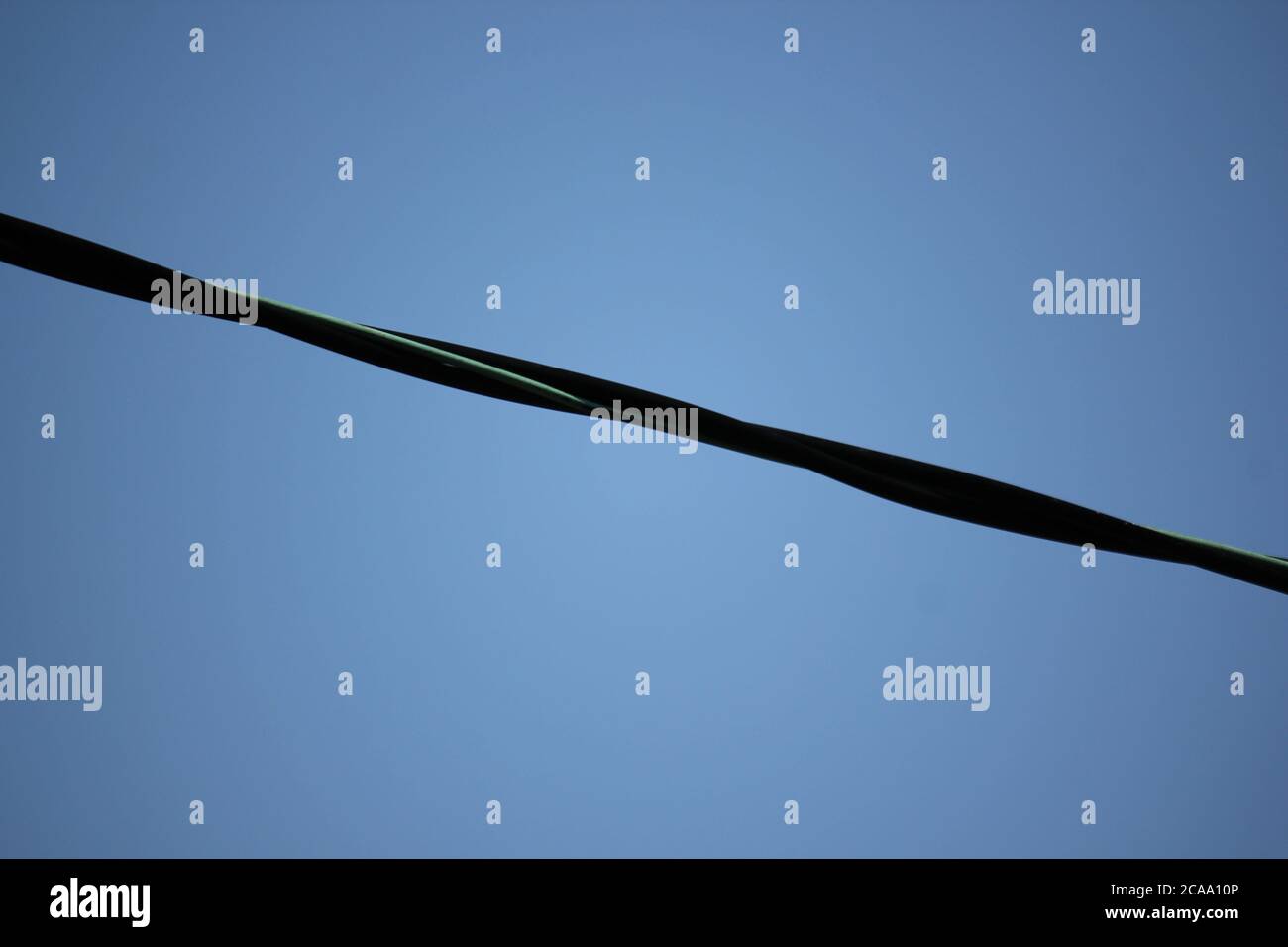 Bunch of electrical and power utility wires hanging in the backyard ...