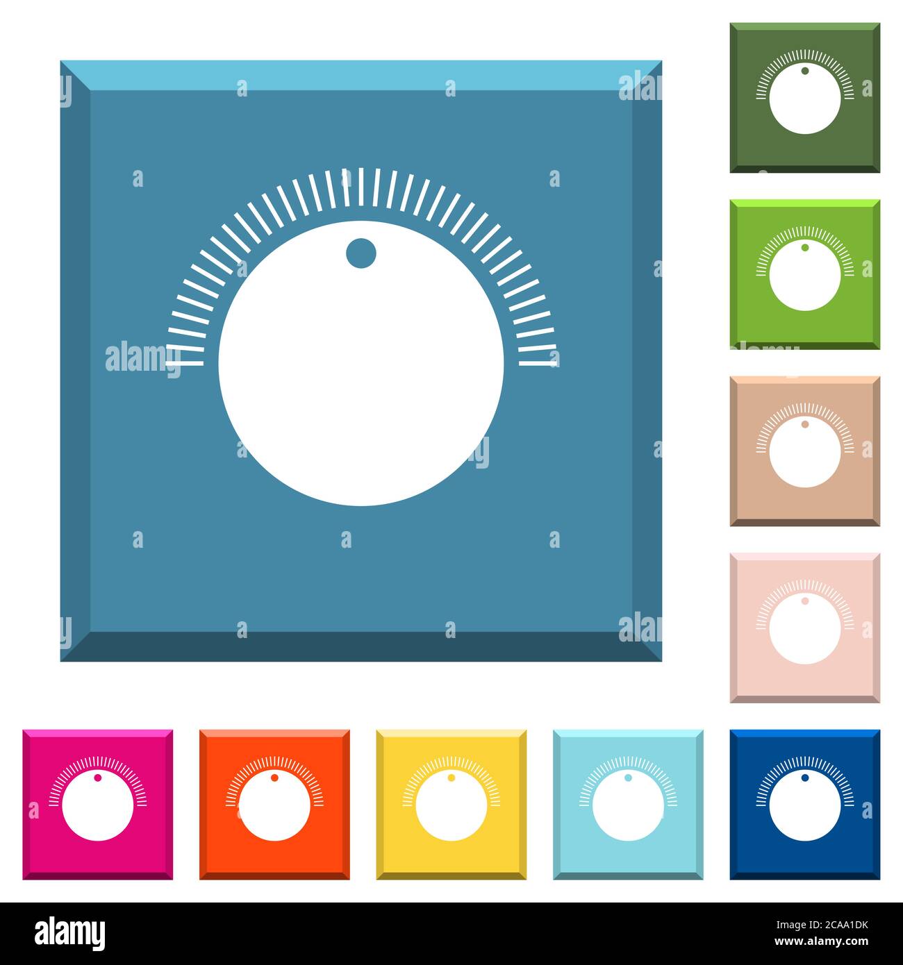 Simple volume control white icons on edged square buttons in various ...