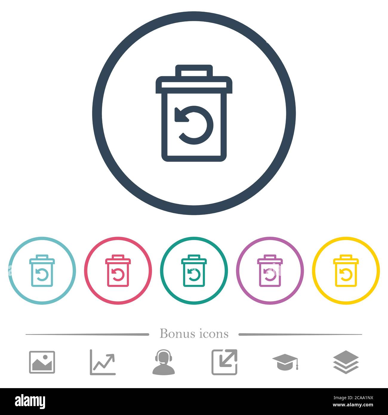 Undelete flat color icons in round outlines. 6 bonus icons included ...