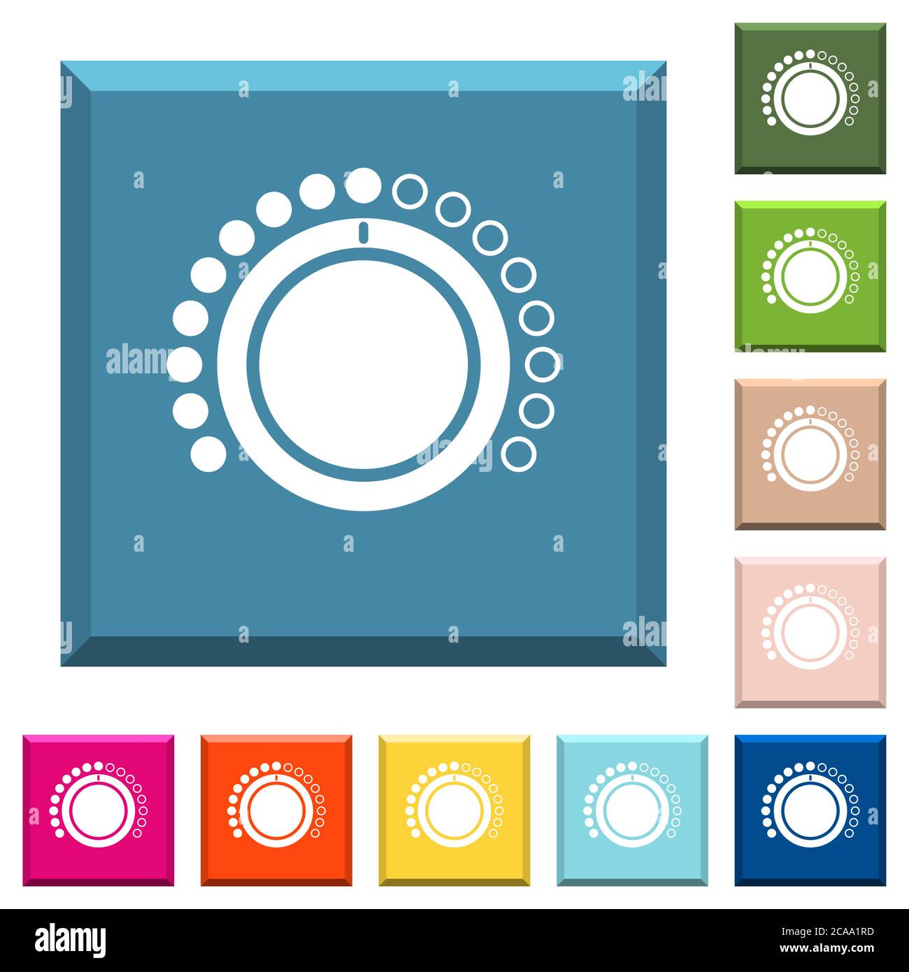 Volume control white icons on edged square buttons in various trendy ...