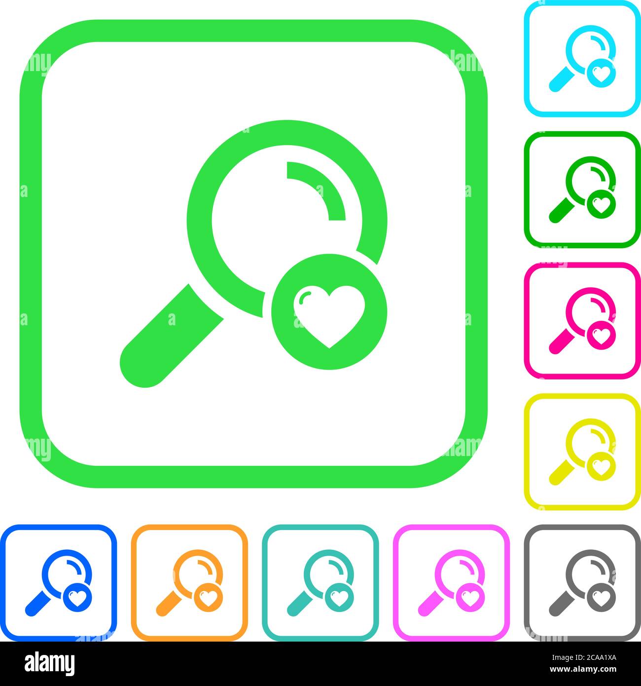 Favorite search vivid colored flat icons in curved borders on white ...