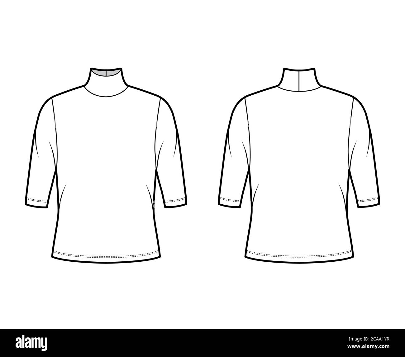 Turtleneck jersey sweater technical fashion illustration with elbow ...