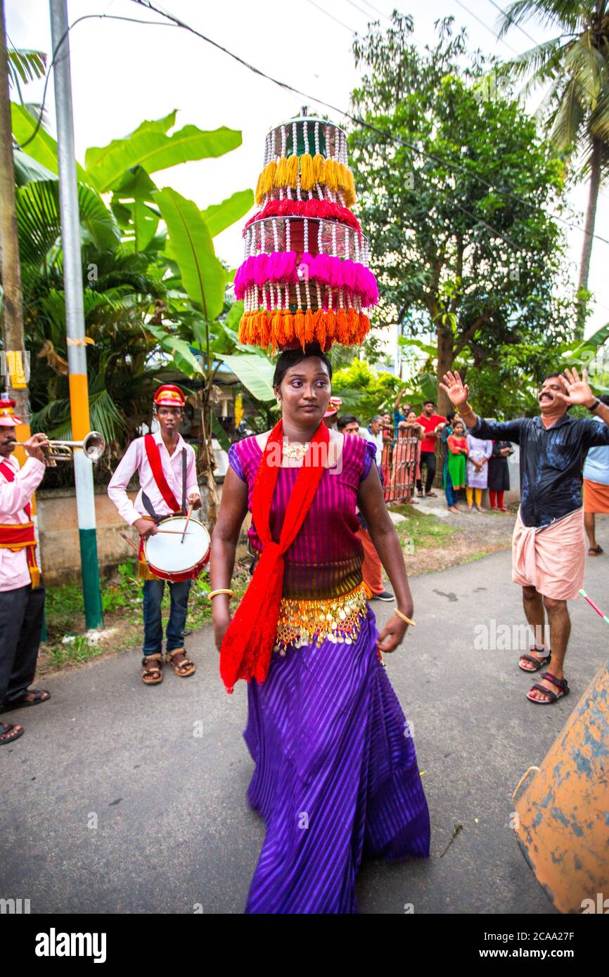 traditional kummatti folk dance performers during onam celebration ...