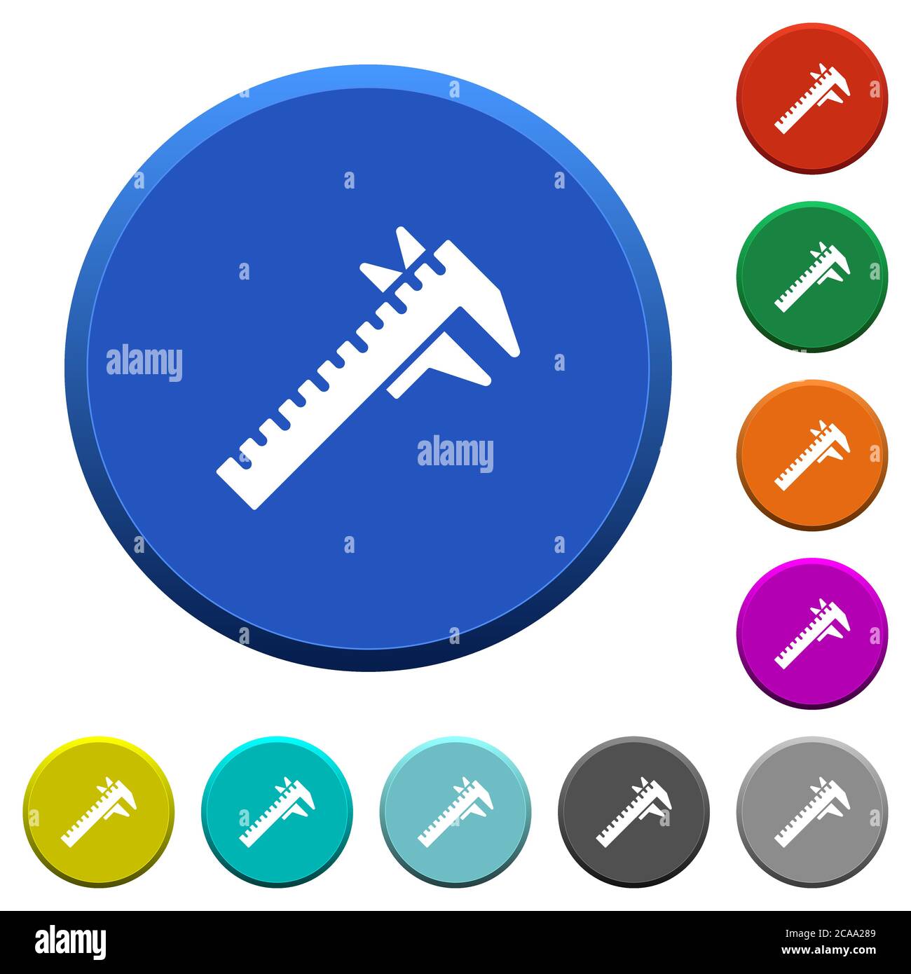 Caliper round color beveled buttons with smooth surfaces and flat white ...