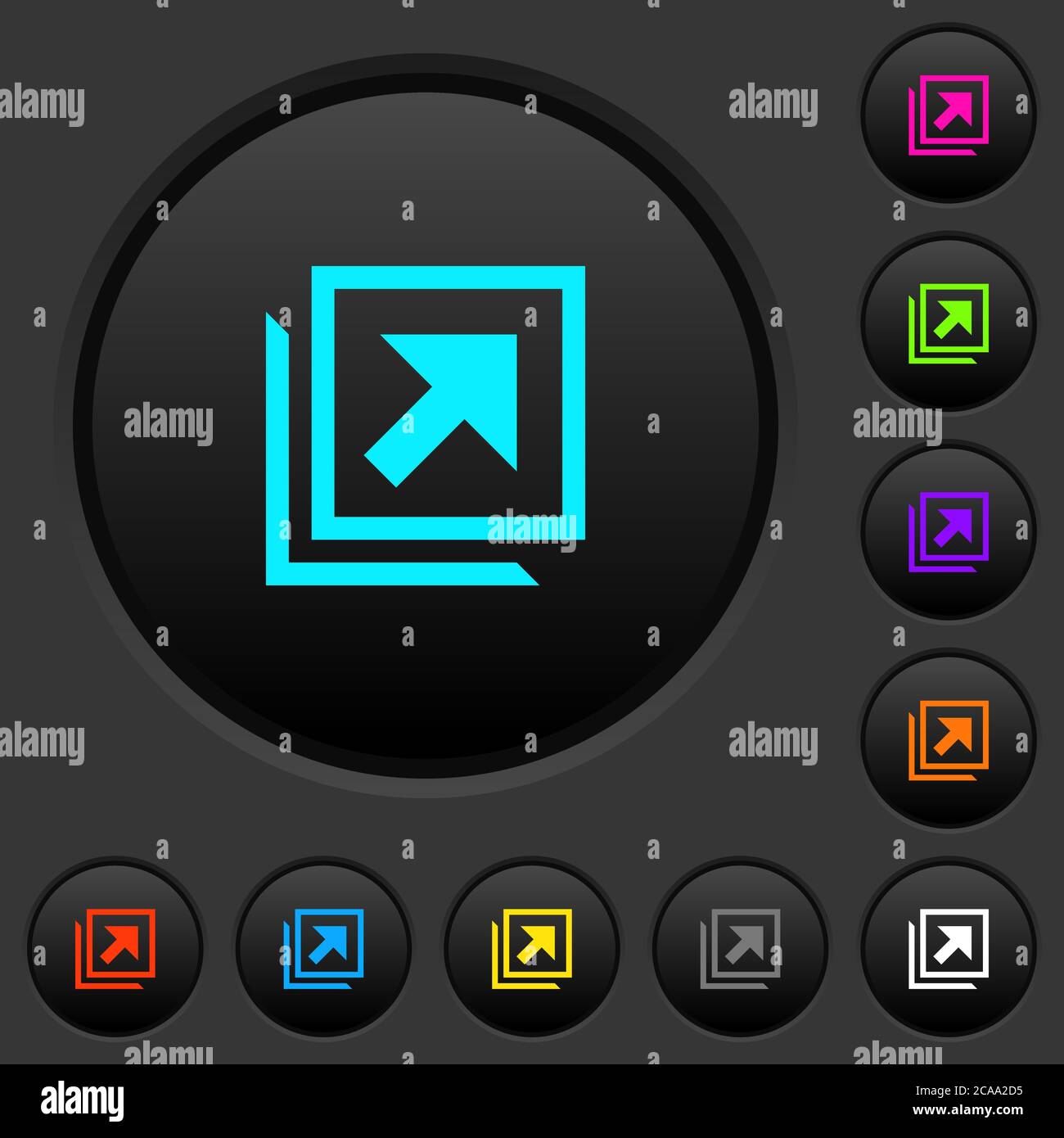 Open in new window dark push buttons with vivid color icons on dark ...