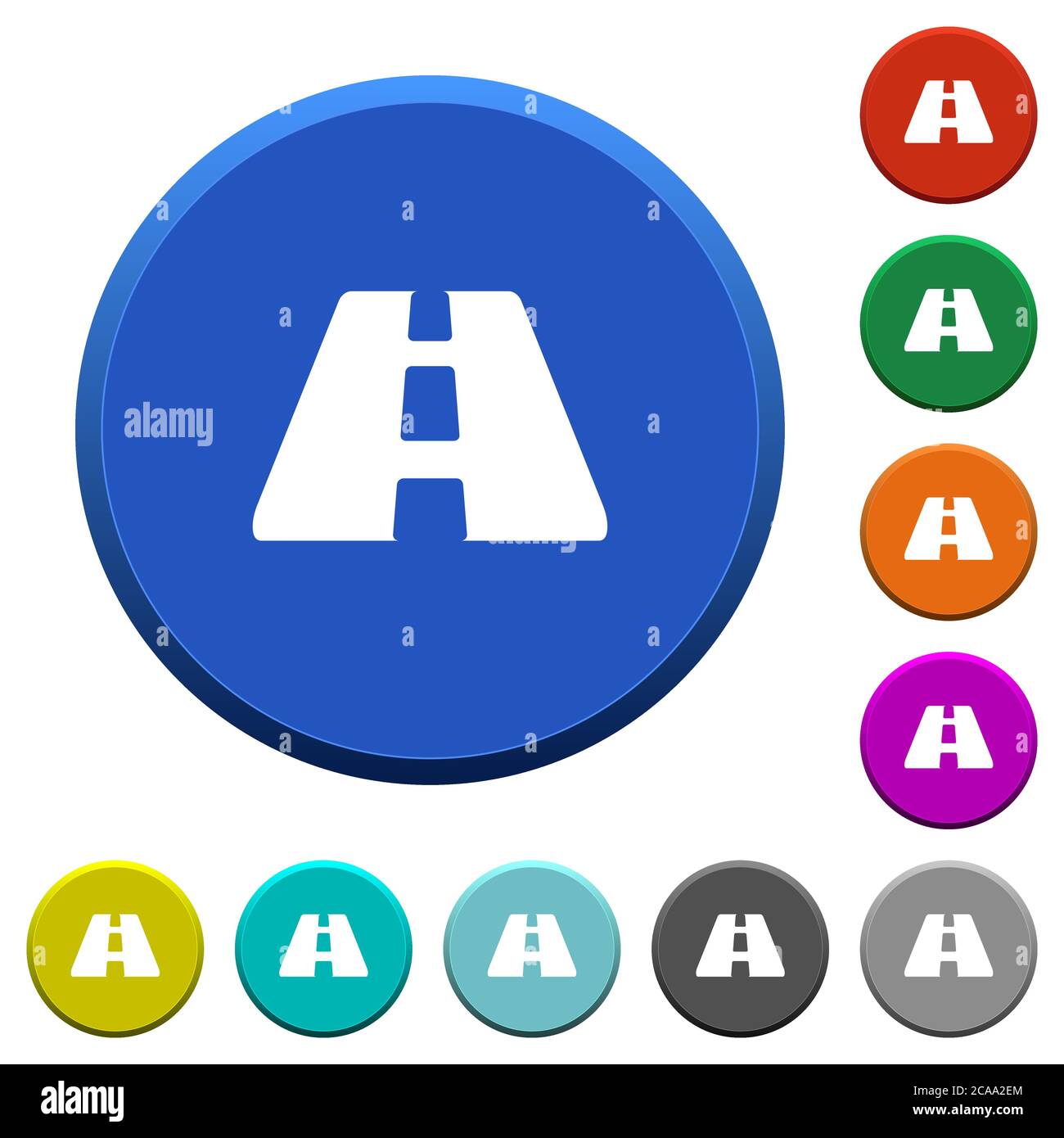 Road round color beveled buttons with smooth surfaces and flat white ...