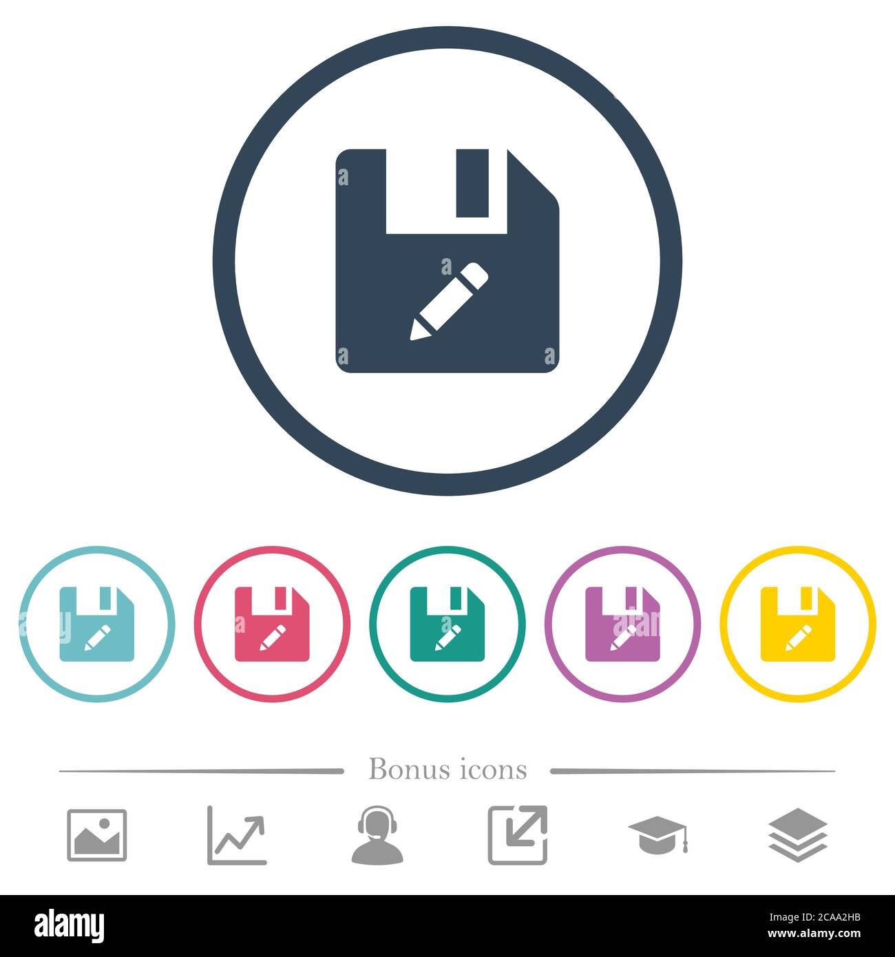 Rename file flat color icons in round outlines. 6 bonus icons included ...