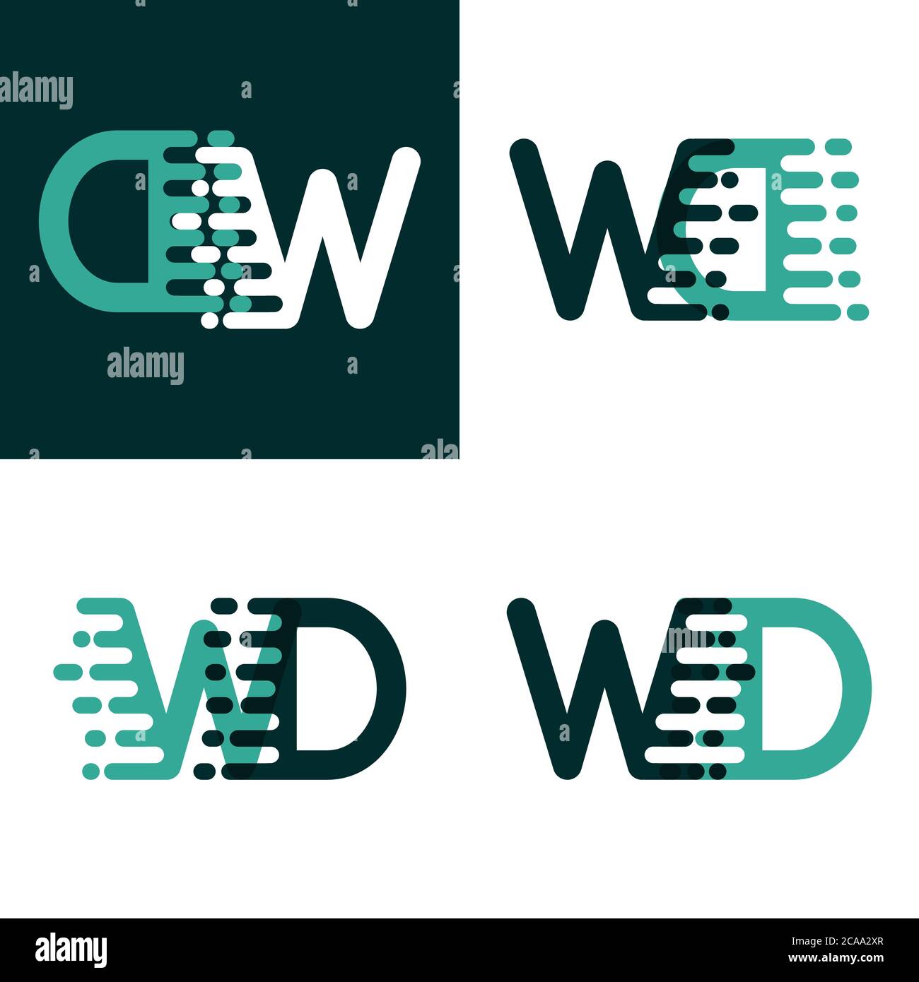 WD letters logo with accent speed green and dark green Stock Vector ...