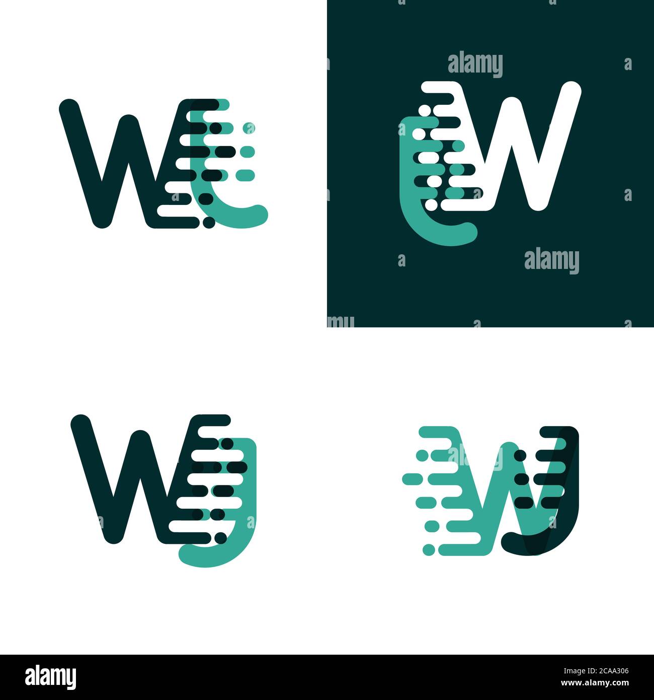 WJ letters logo with accent speed green and dark green Stock Vector ...