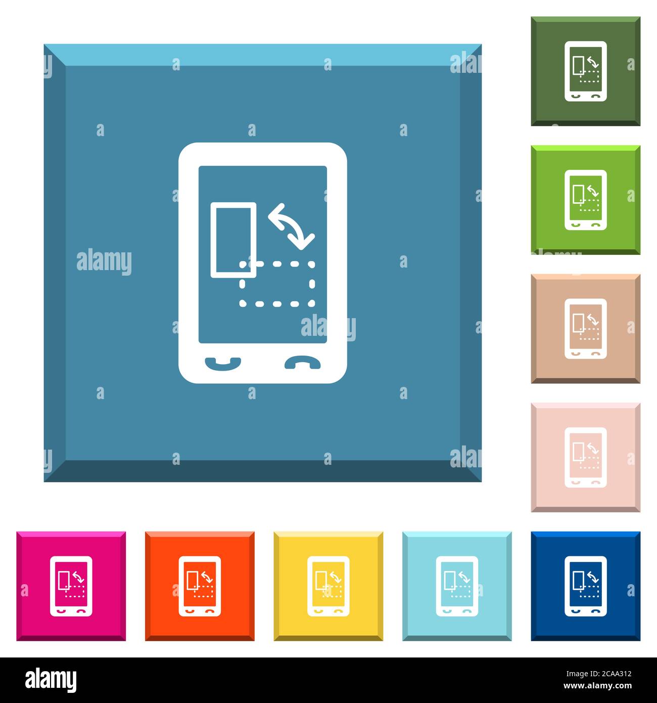 Change mobile display orientation white icons on edged square buttons ...