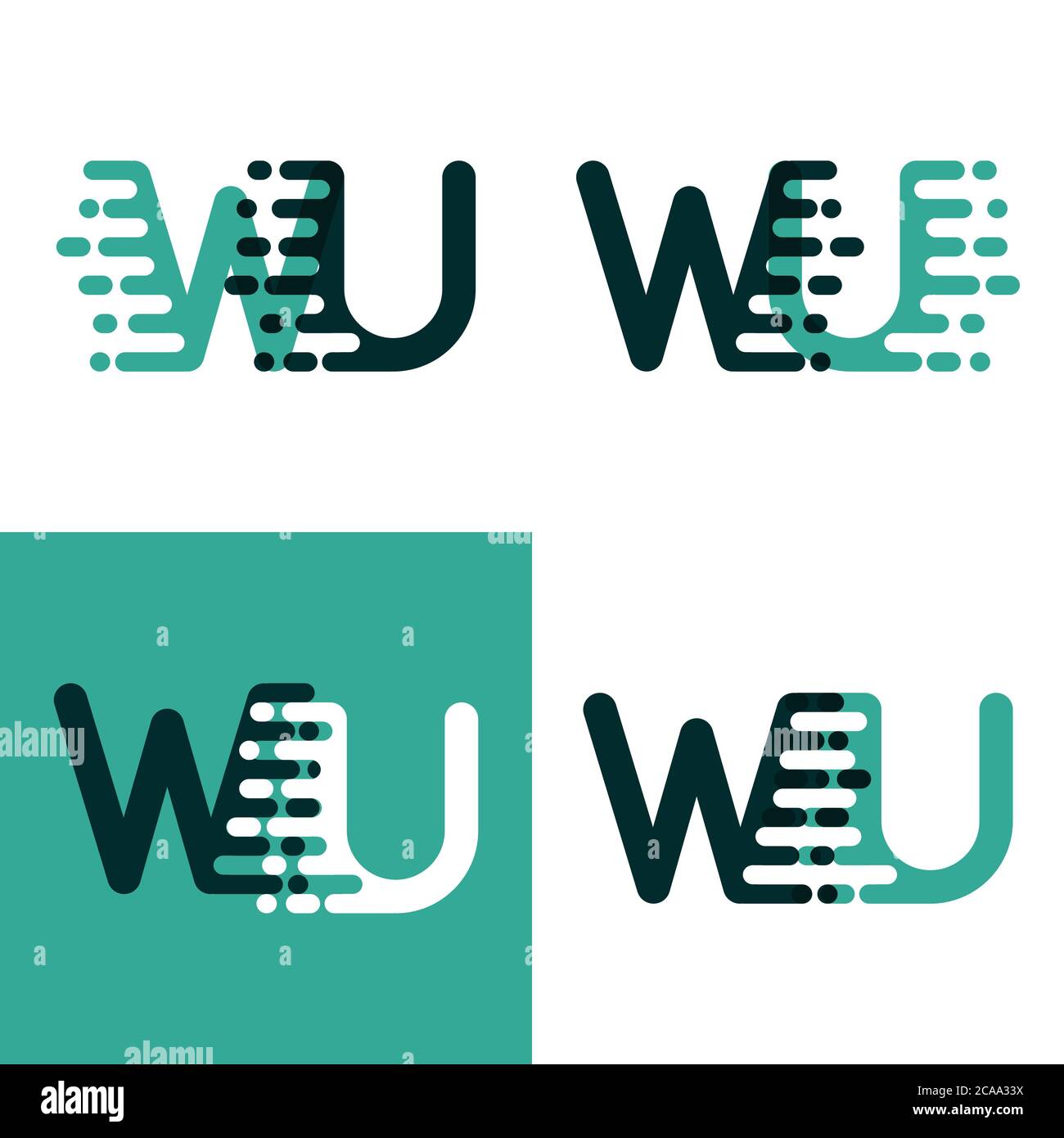 WU letters logo with accent speed green and dark green Stock Vector ...
