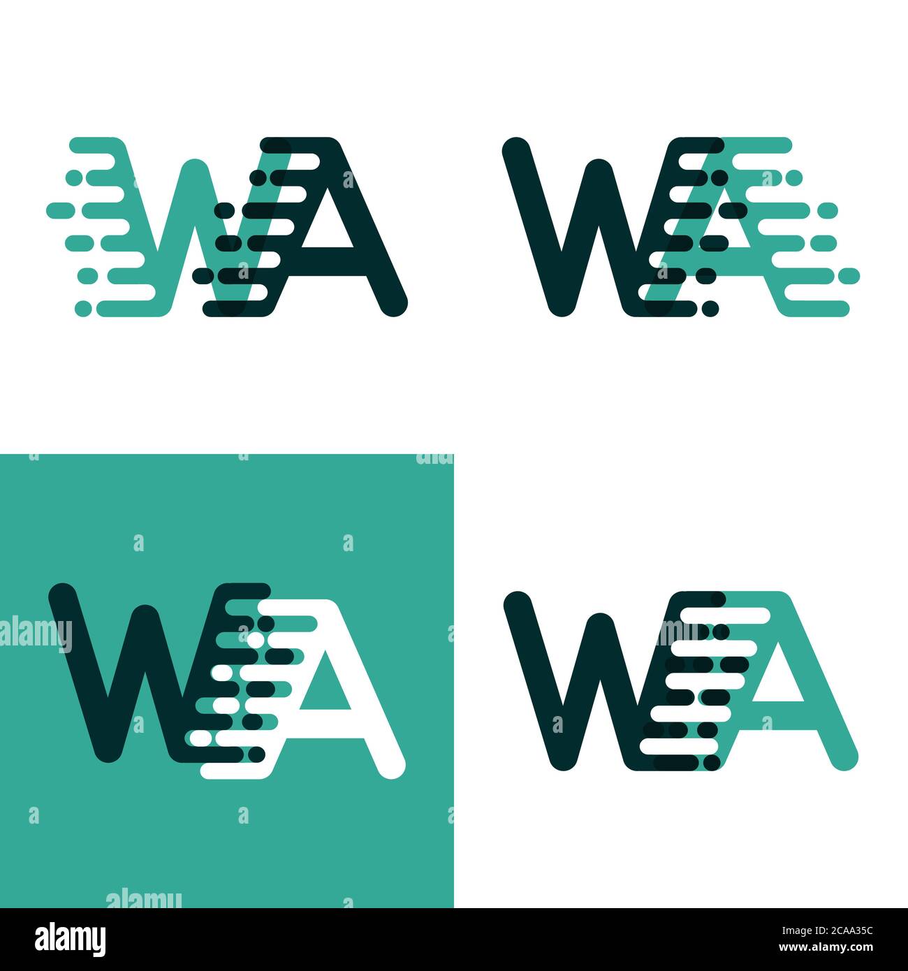 WA letters logo with accent speed green and dark green Stock Vector ...