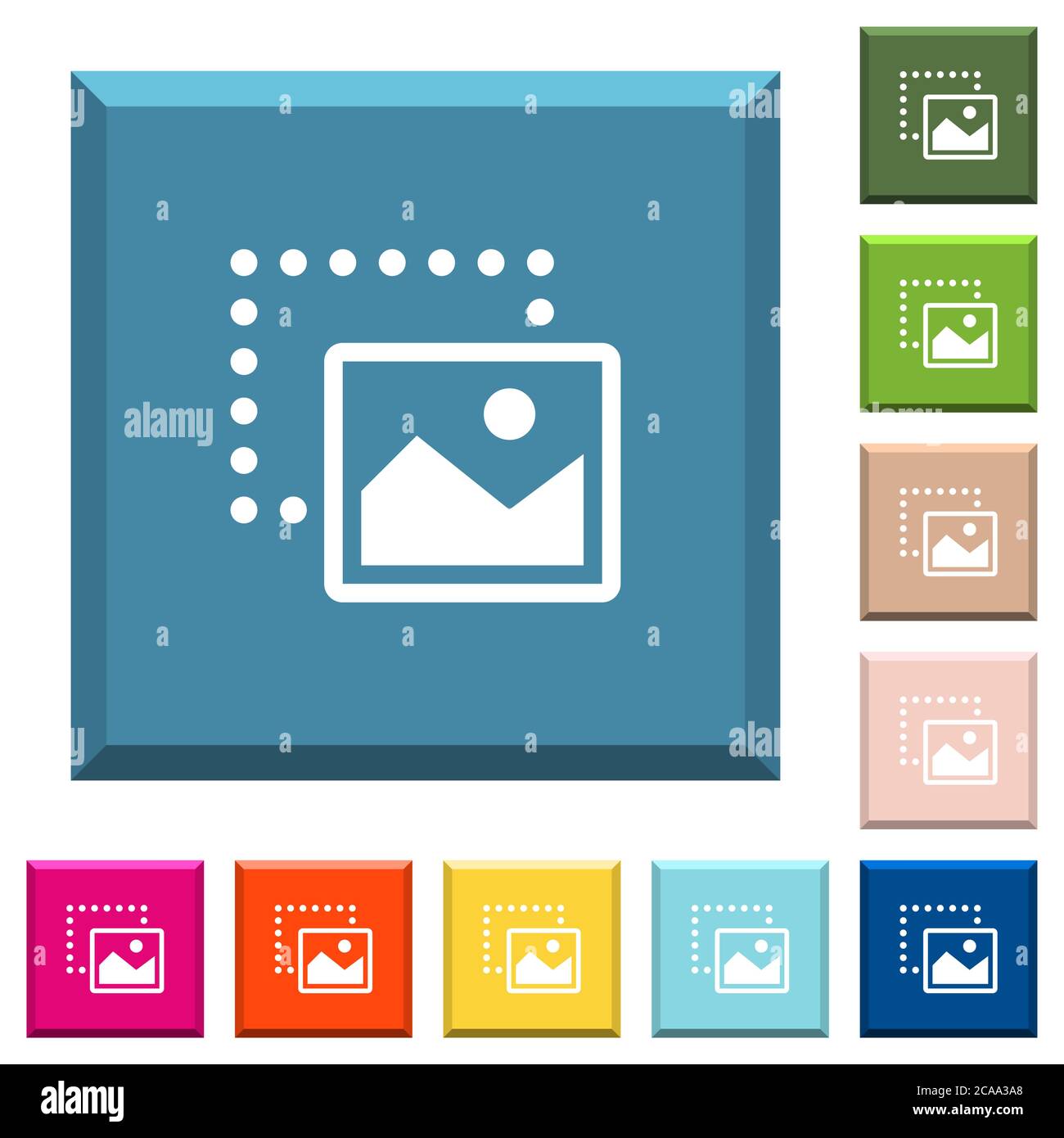 Drag image to bottom right white icons on edged square buttons in ...