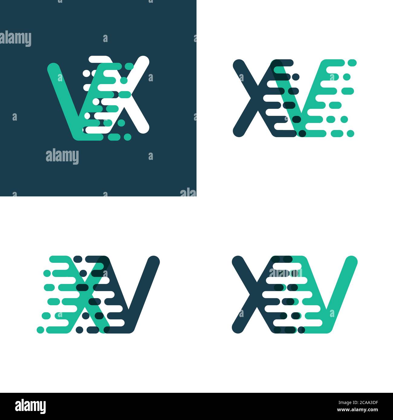 XV letters logo with accent speed green and blue Stock Vector Image ...
