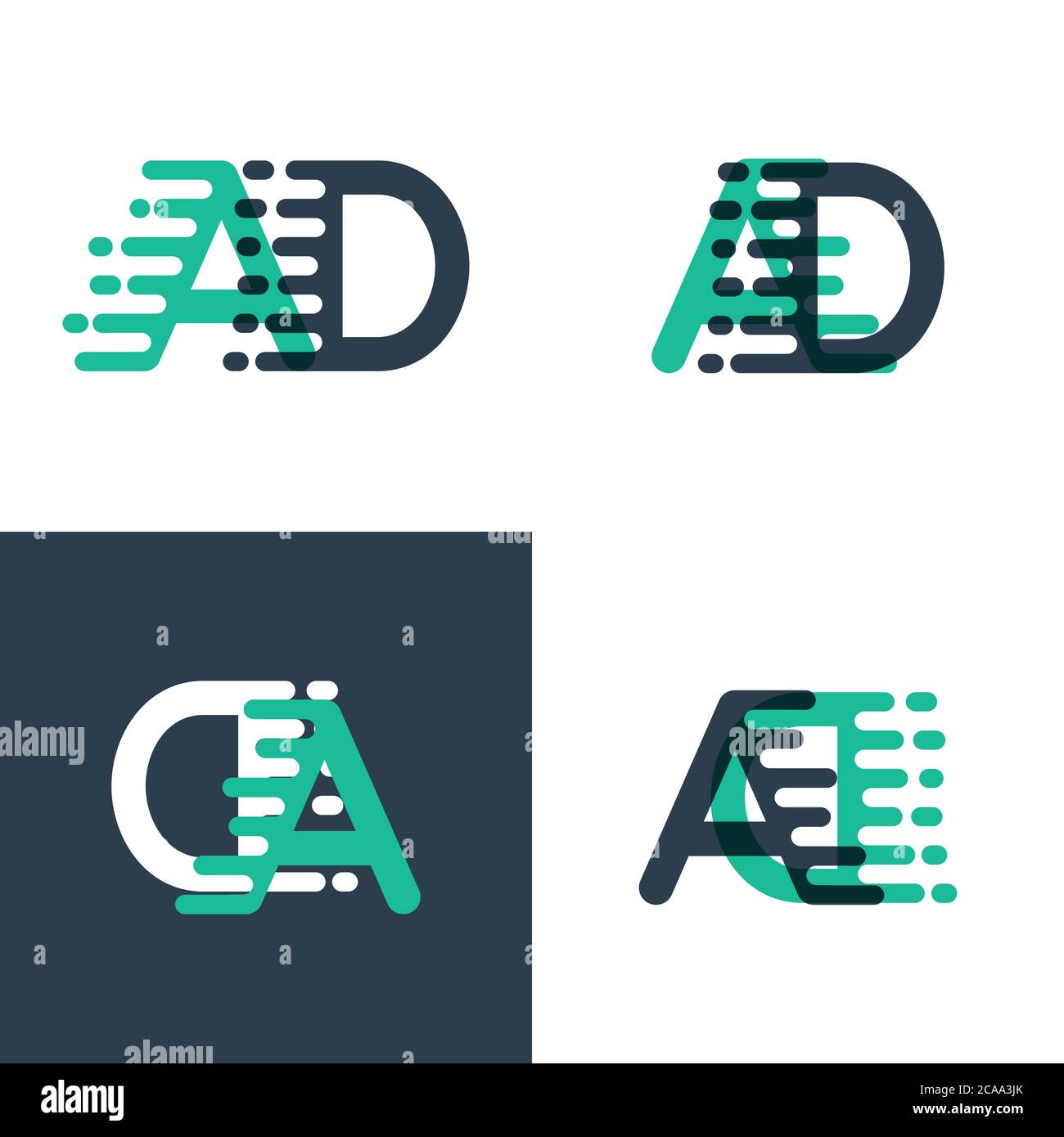 AD letters logo with accent speed in tosca green and dark blue Stock ...
