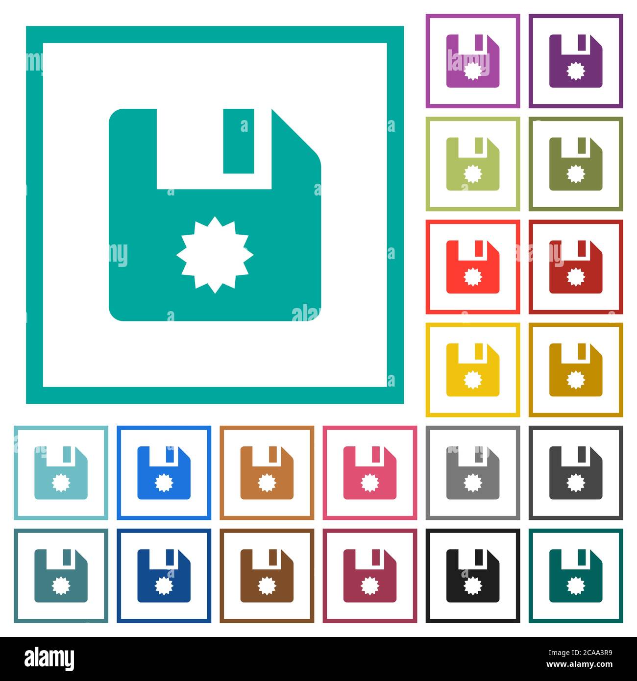 Certificate File Flat Color Icons With Quadrant Frames On White Background Stock Vector Image