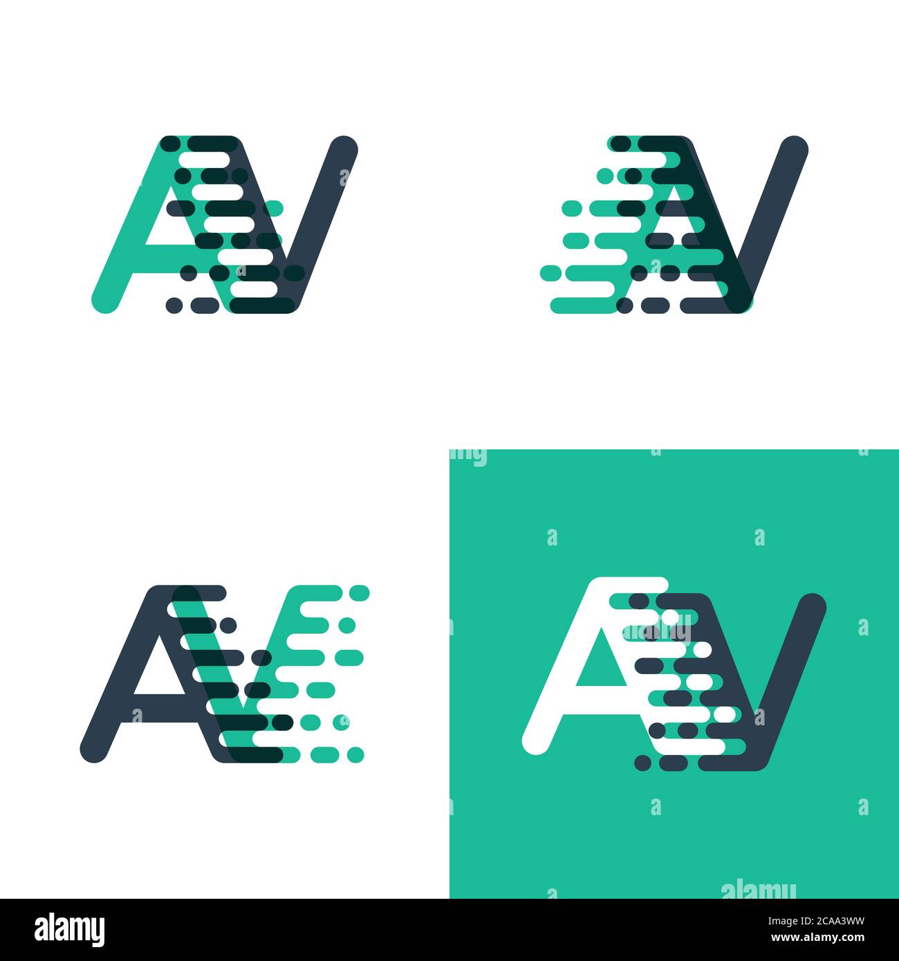 AV letters logo with accent speed in tosca green and dark blue Stock ...