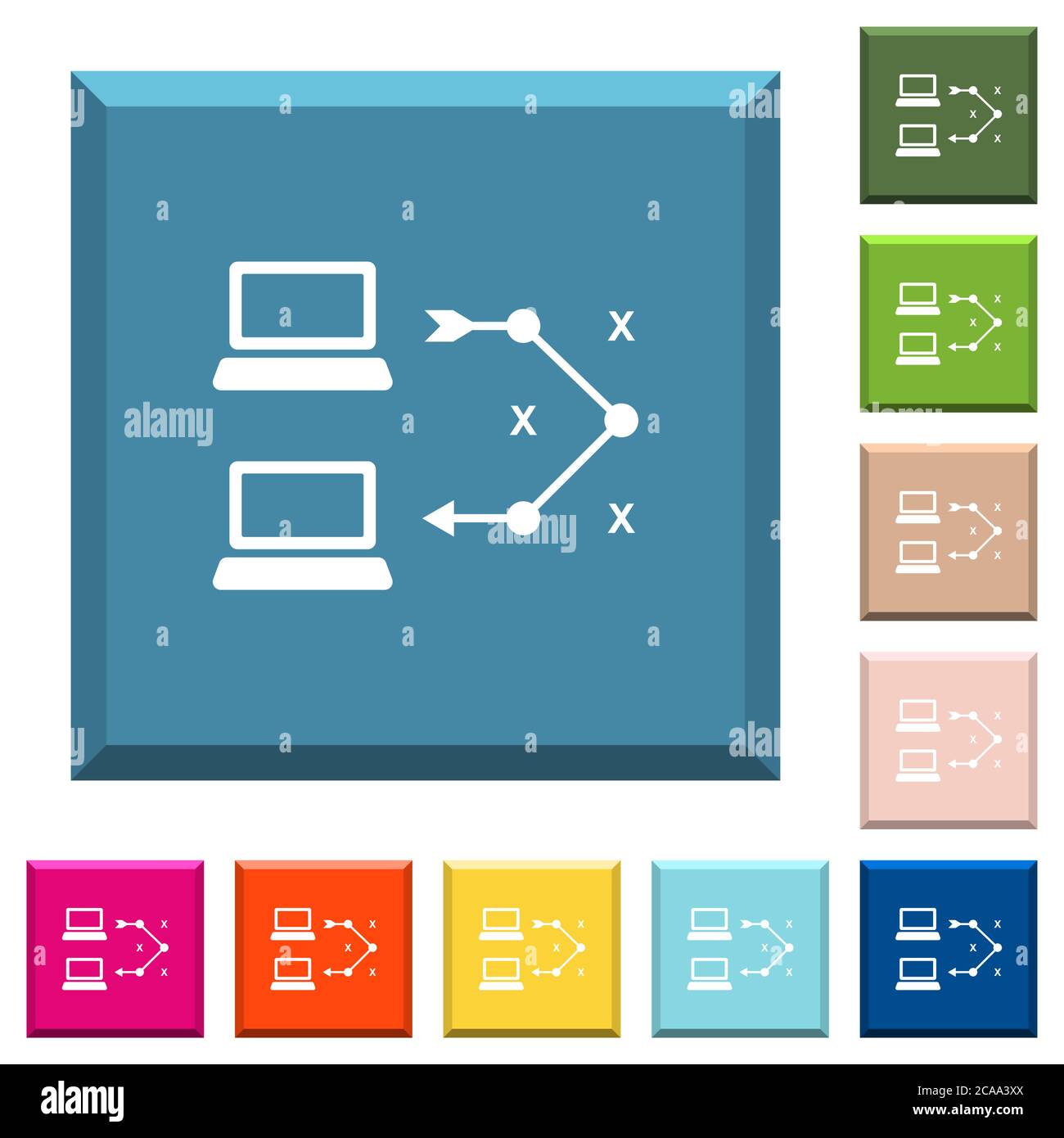 Traceroute remote computer white icons on edged square buttons in ...