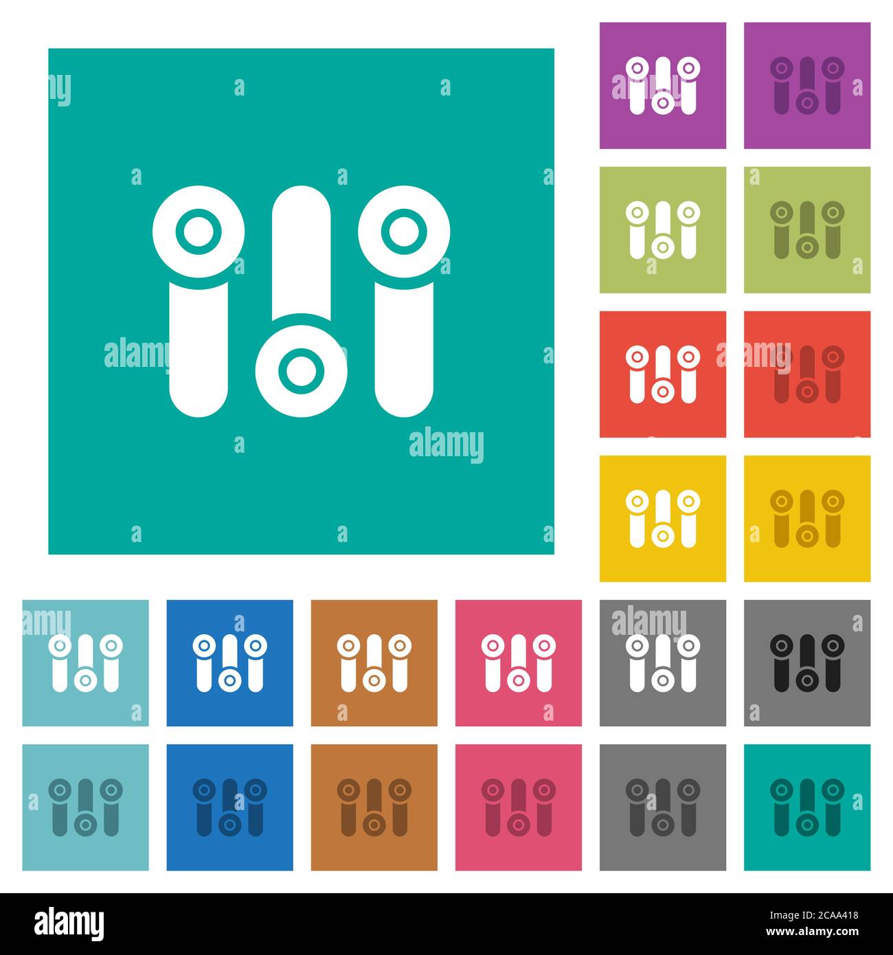 Control panel multi colored flat icons on plain square backgrounds ...