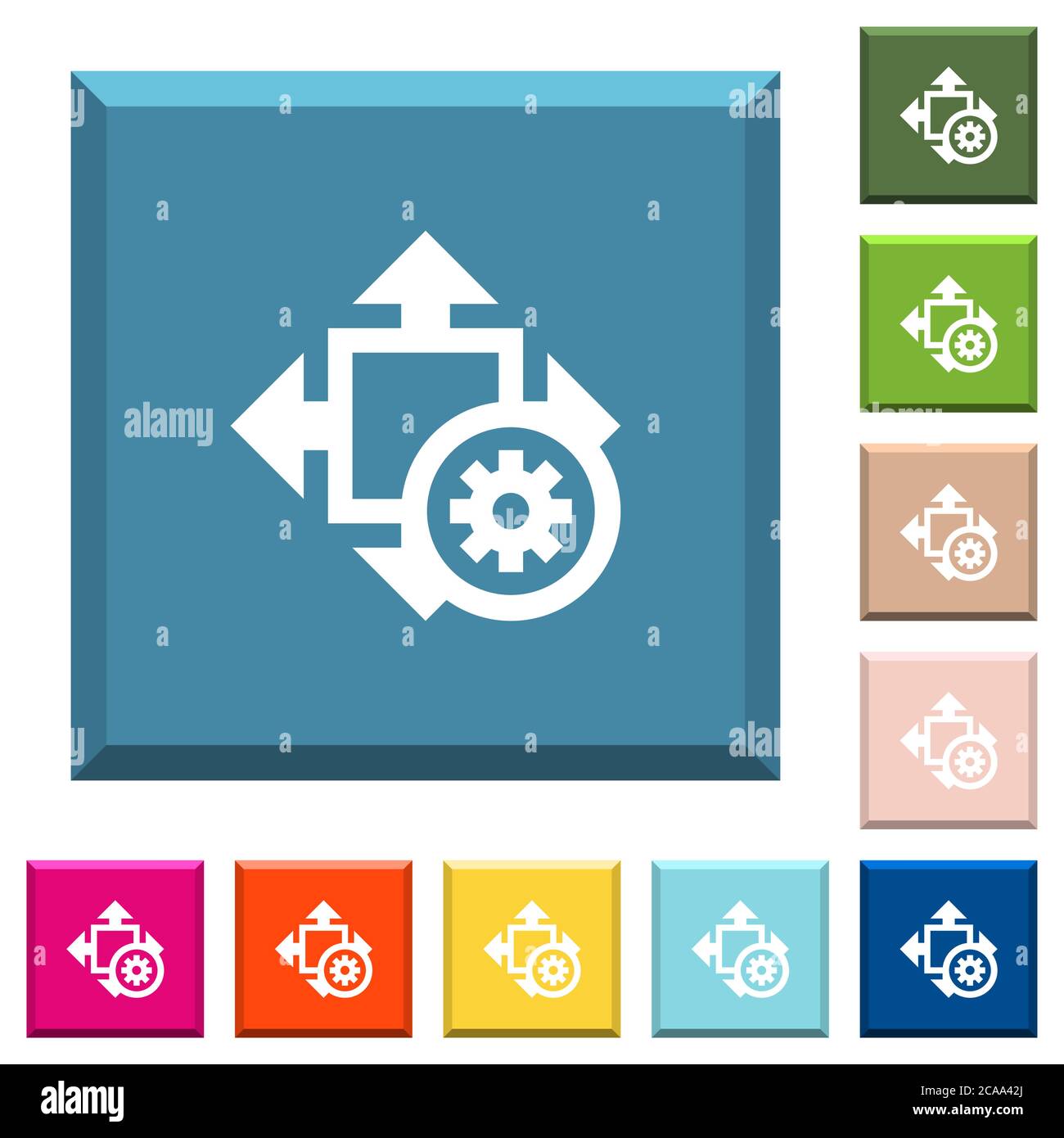 Size settings white icons on edged square buttons in various trendy ...