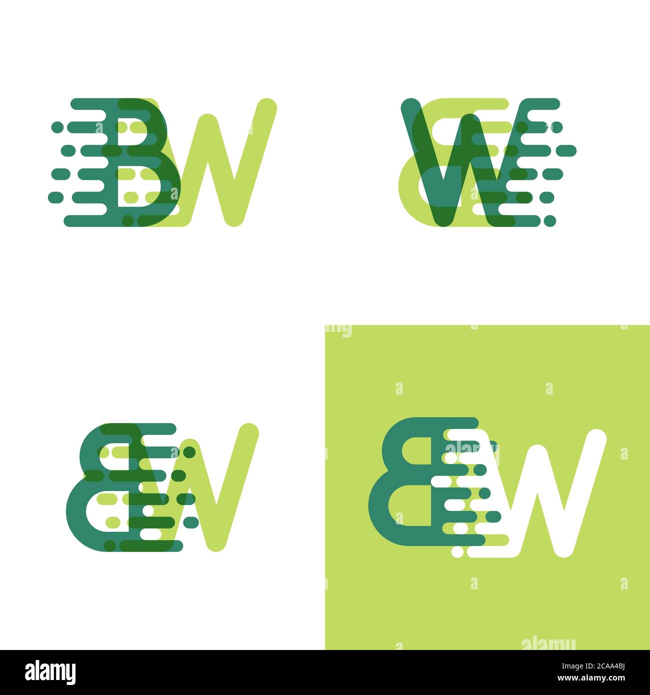 BW letters logo with accent speed in light green and dark green Stock ...
