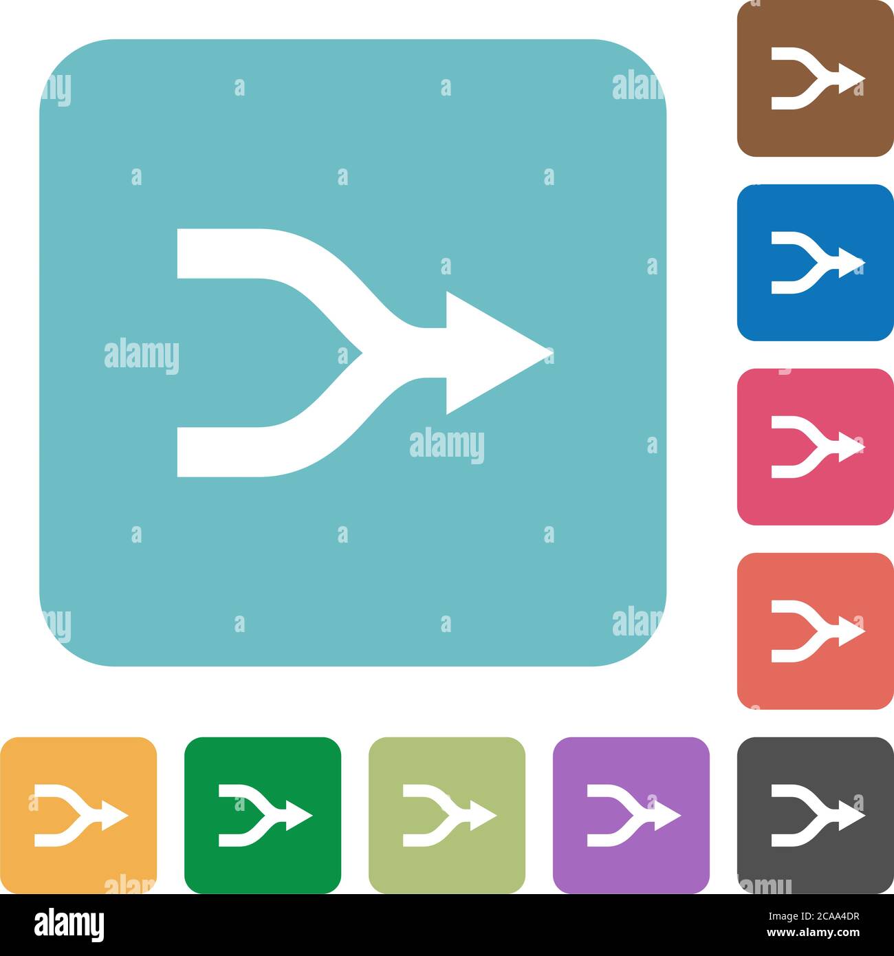 Merge arrows white flat icons on color rounded square backgrounds Stock ...